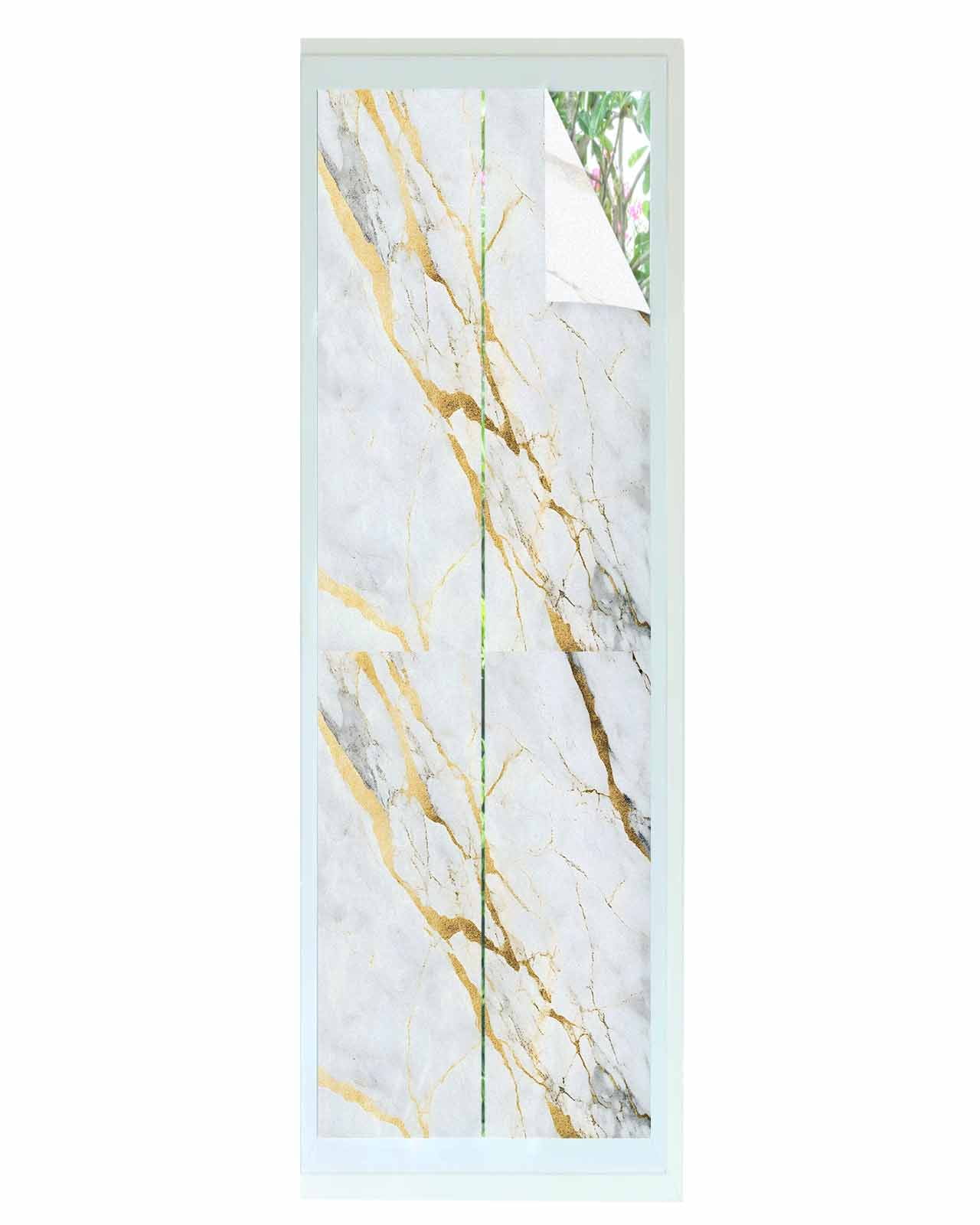 Window Privacy Film Marble White Gold Stained Glass Window Film ...