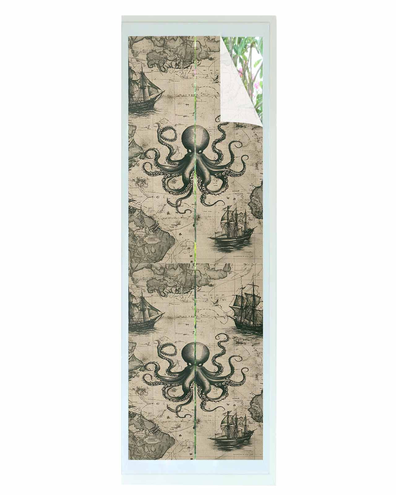 Window Privacy Film Medieval Octopus Stained Glass Window Film ...