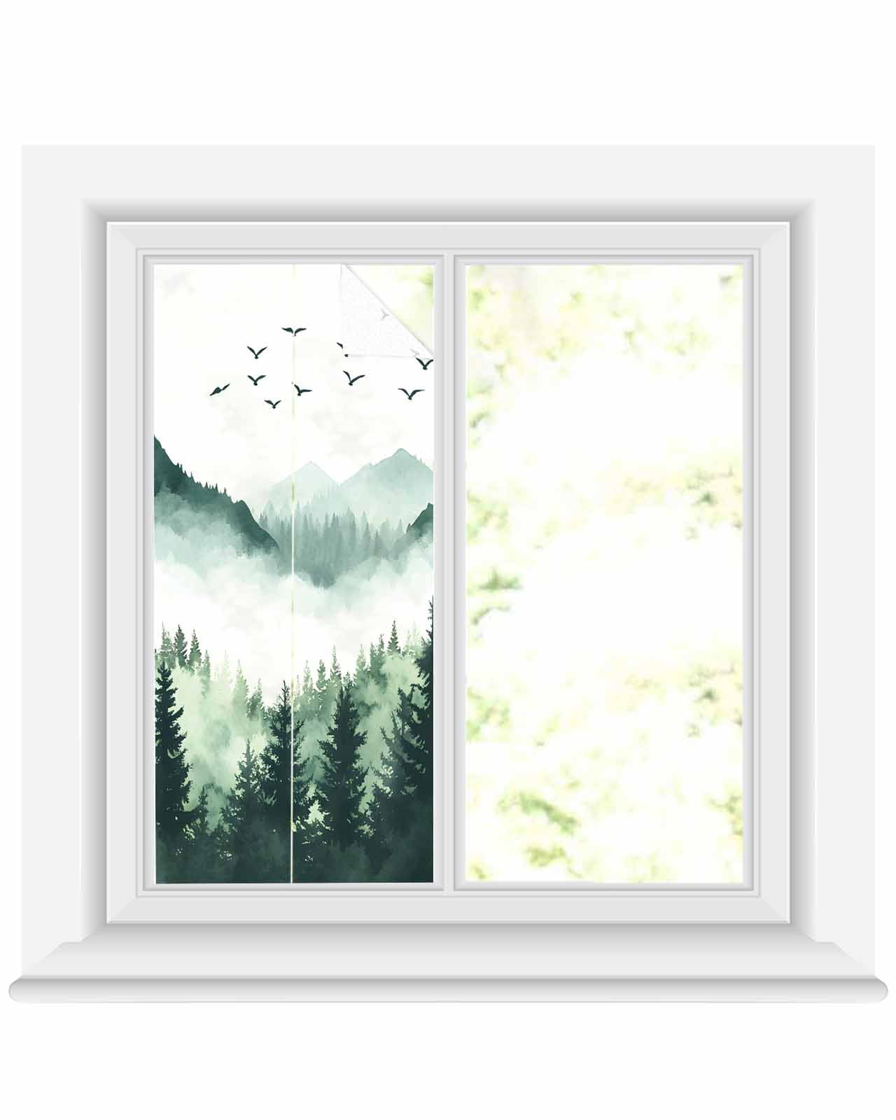 Window Privacy Film Mist Forest Mountain Stained Glass Window Film ...