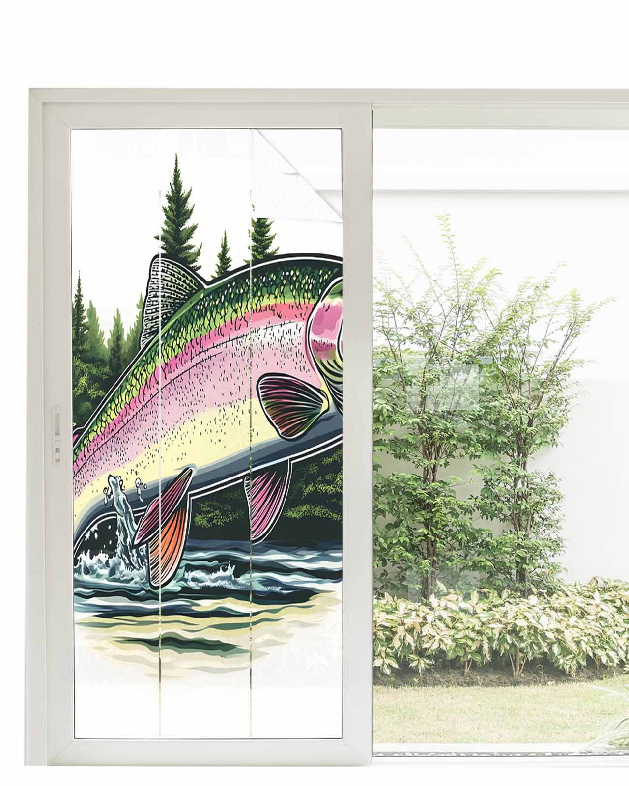 Window Privacy Film Modern Forest Stained Glass Window Film Decorative ...