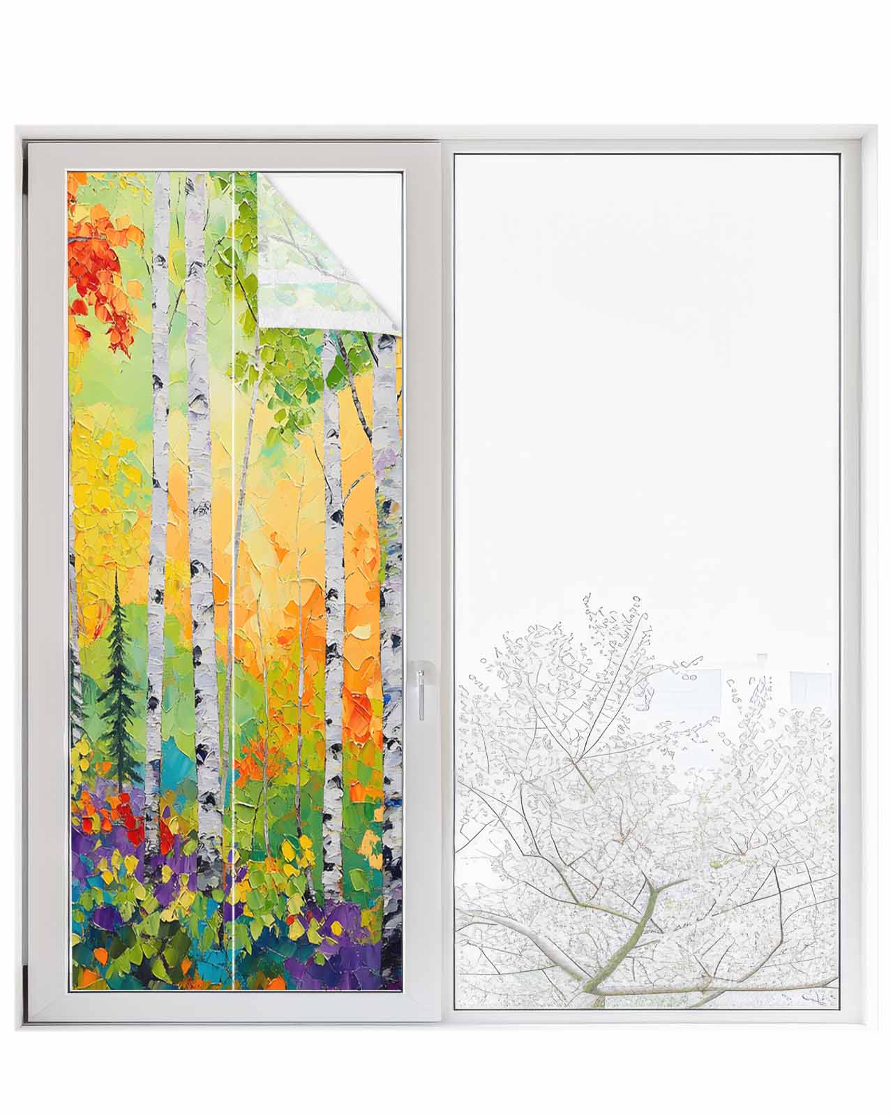 Window Privacy Film Modern Oil Painting Stained Glass Window Film ...