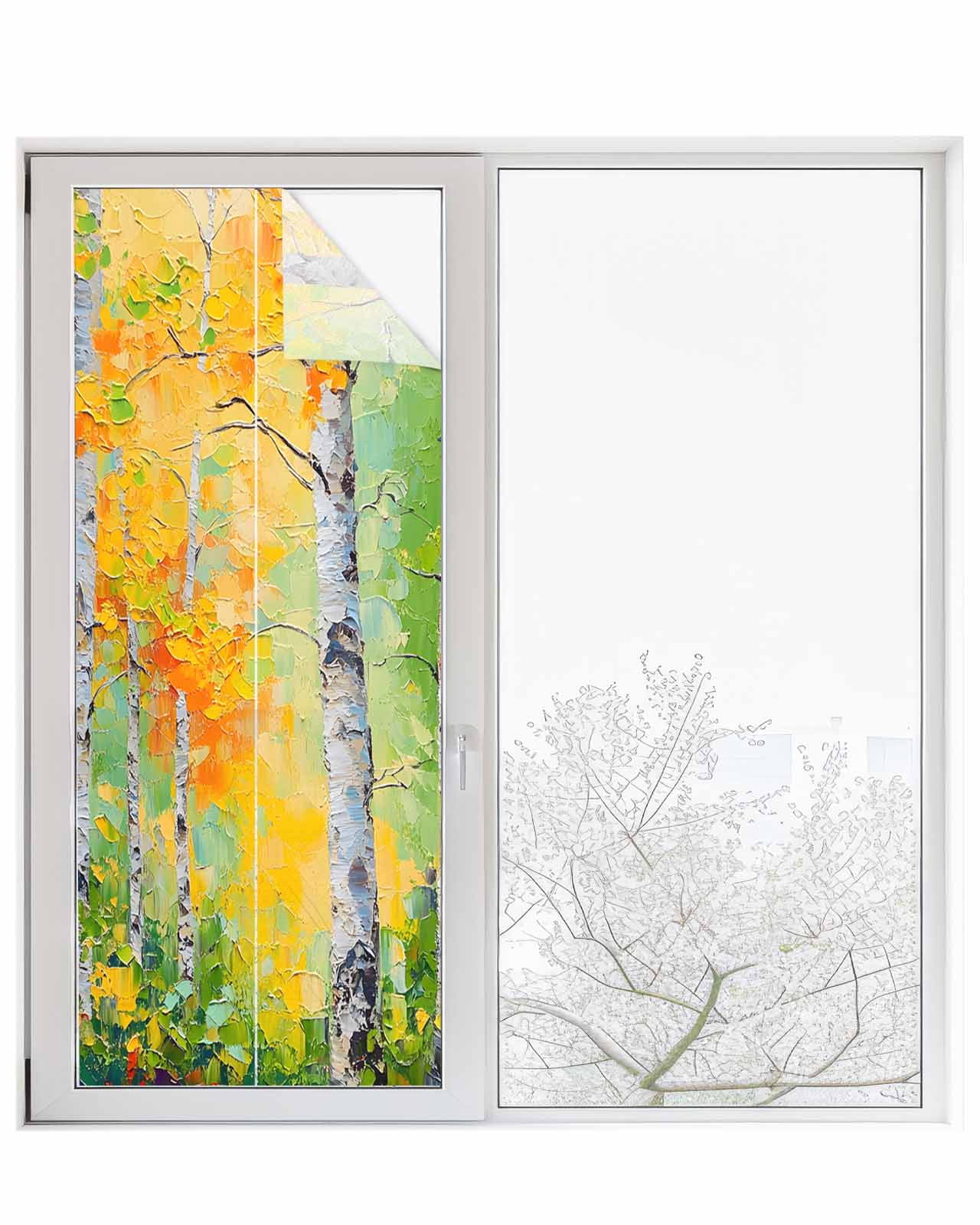 Window Privacy Film Modern Oil Painting Stained Glass Window Film ...