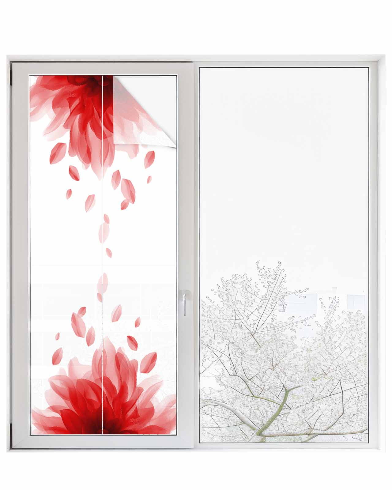Window Privacy Film Modern Red Stained Glass Window Film Decorative Sun ...