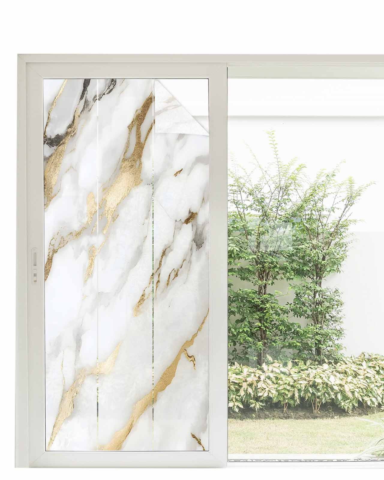 Window Privacy Film Modern White Gold Stained Glass Window Film ...