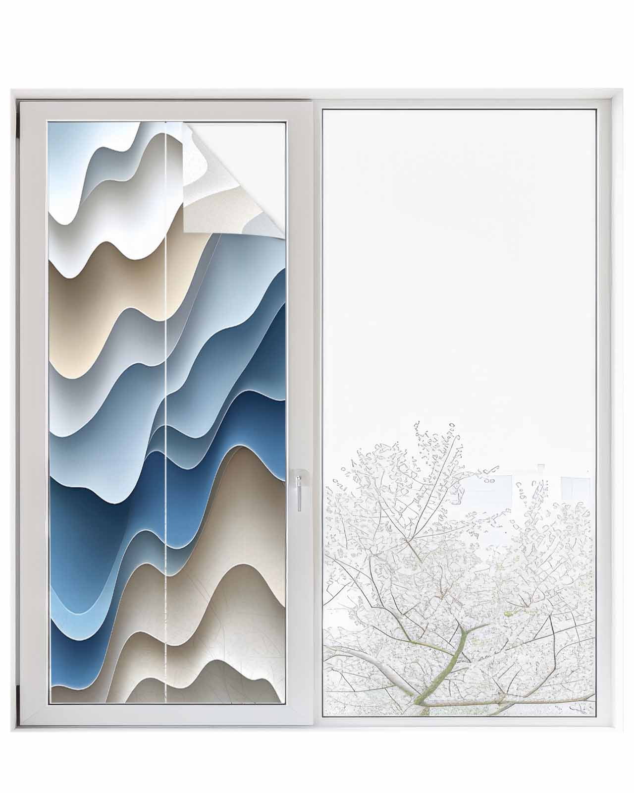 Window Privacy Film Moire Blue Brown Stained Glass Window Film ...