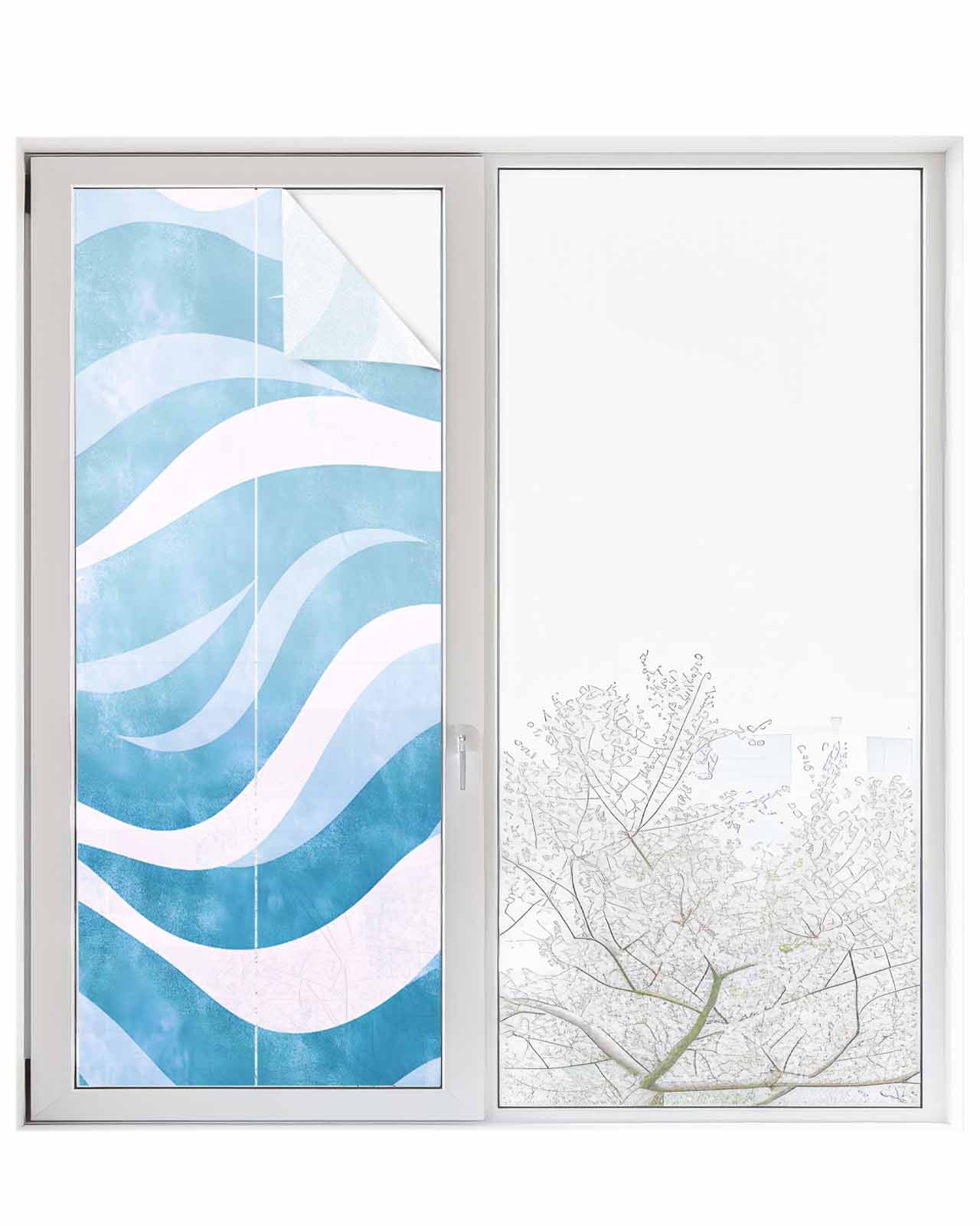 Window Privacy Film Moire Blue Ombre Stained Glass Window Film ...