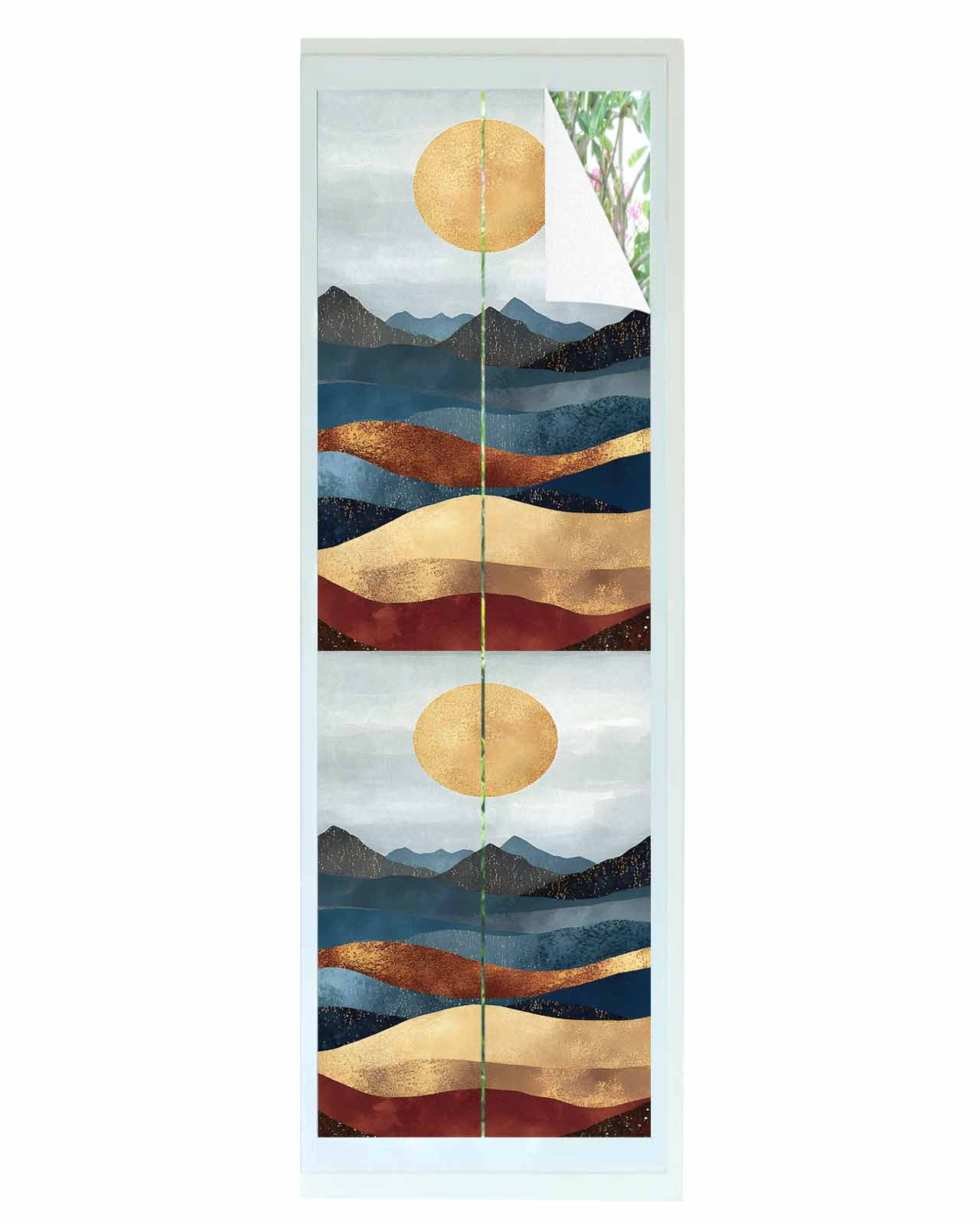 Window Privacy Film Mountain Moon Stained Glass Window Film Decorative ...