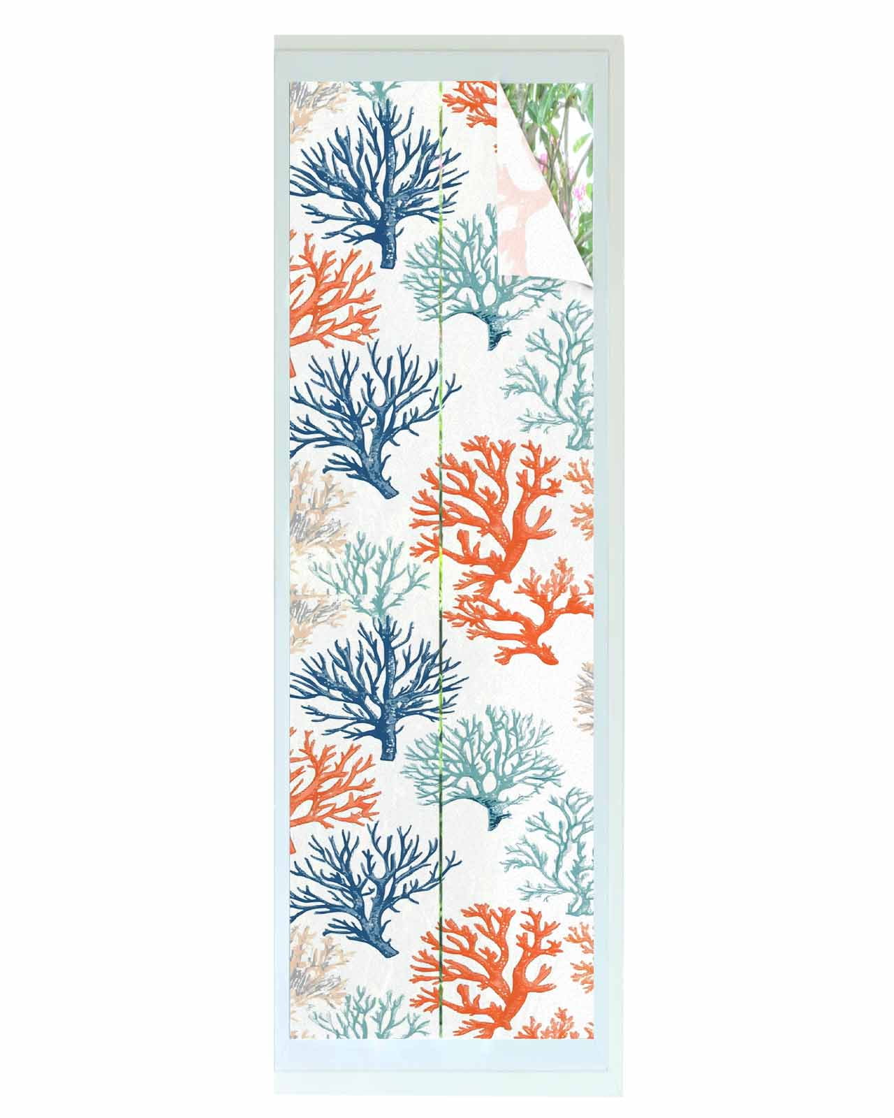 Window Privacy Film Multicolored Coral Stained Glass Window Film ...