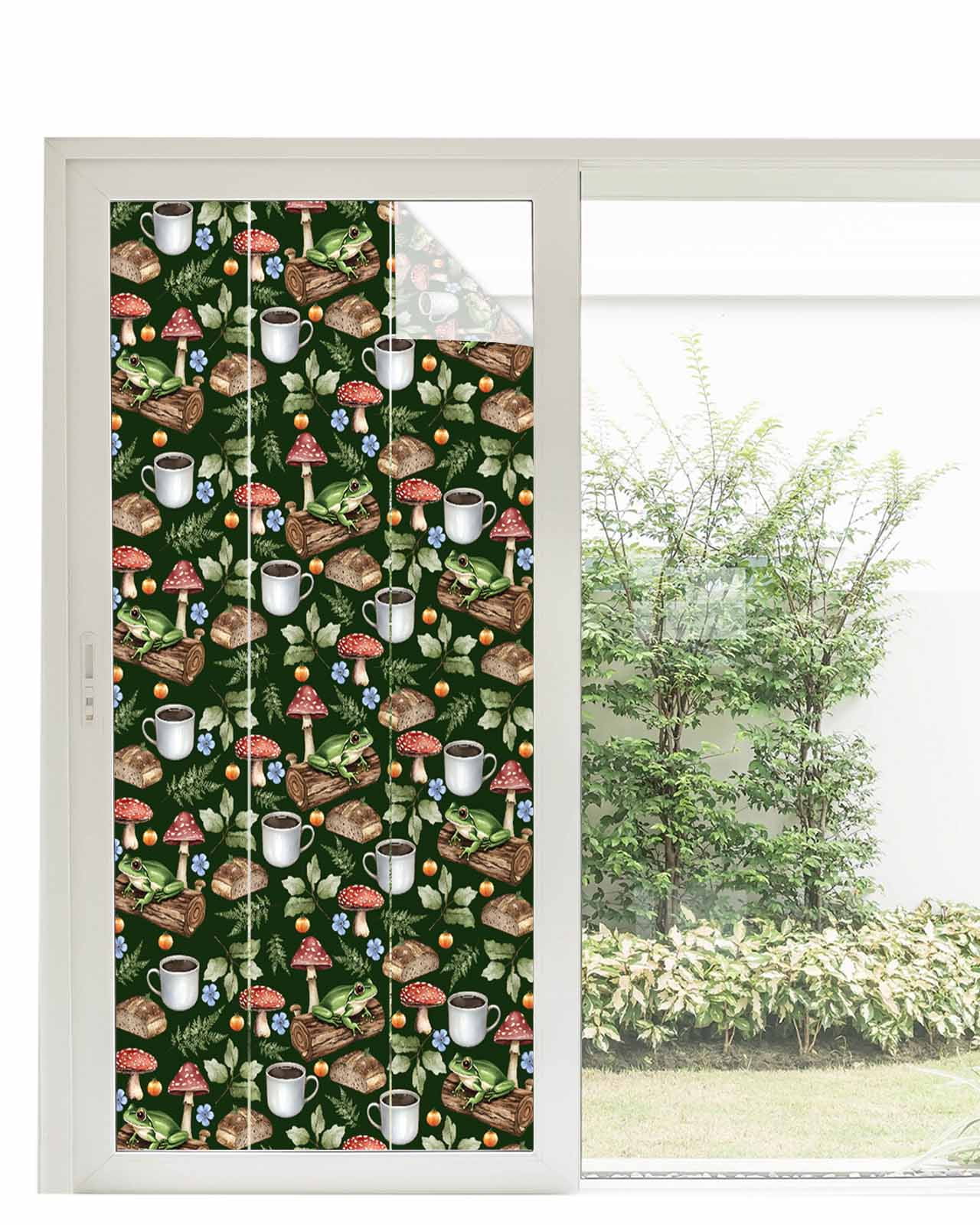 Window Privacy Film Mushroom Frog Stained Glass Window Film Decorative ...