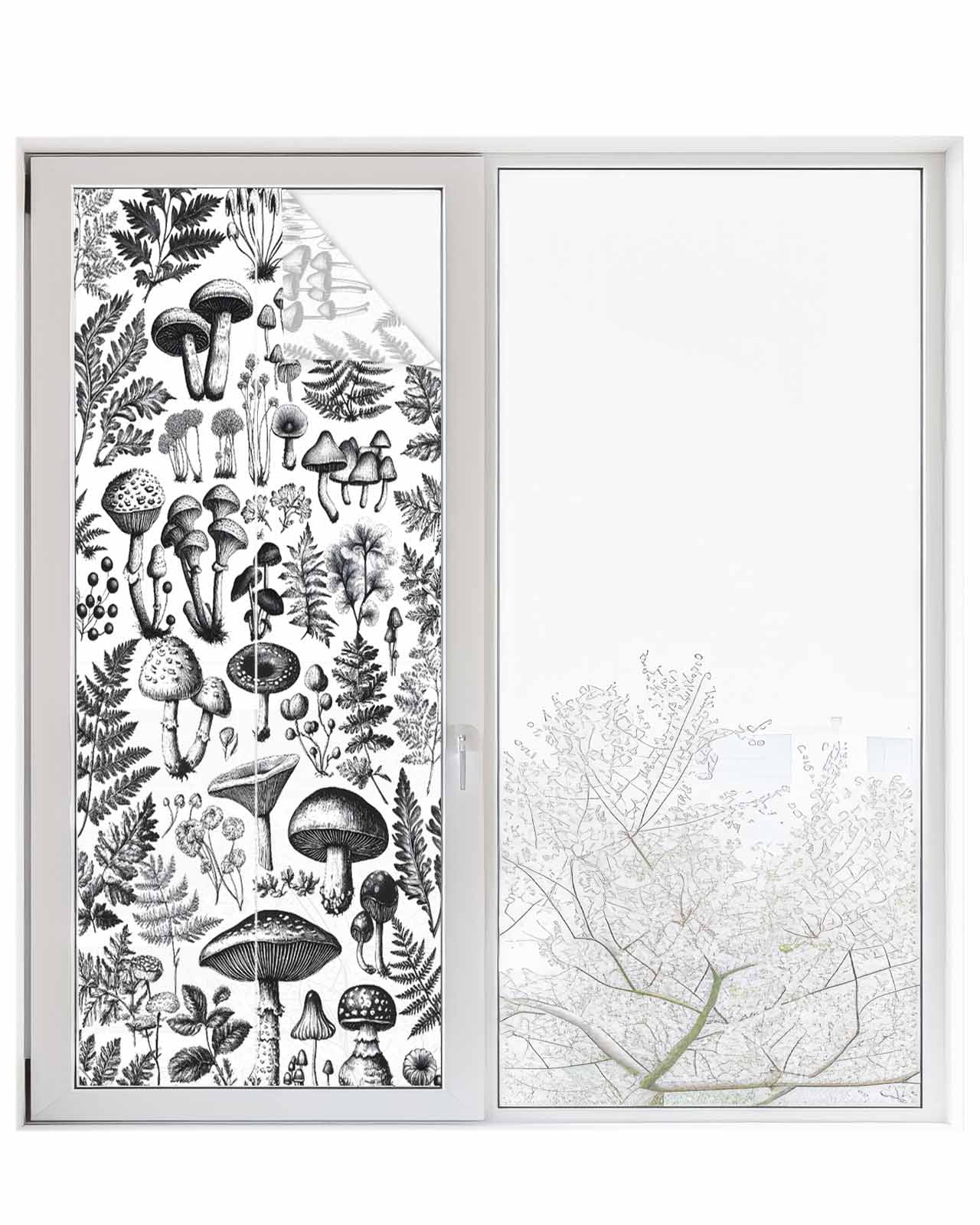 Window Privacy Film Mushroom Stained Glass Window Film Decorative Sun ...