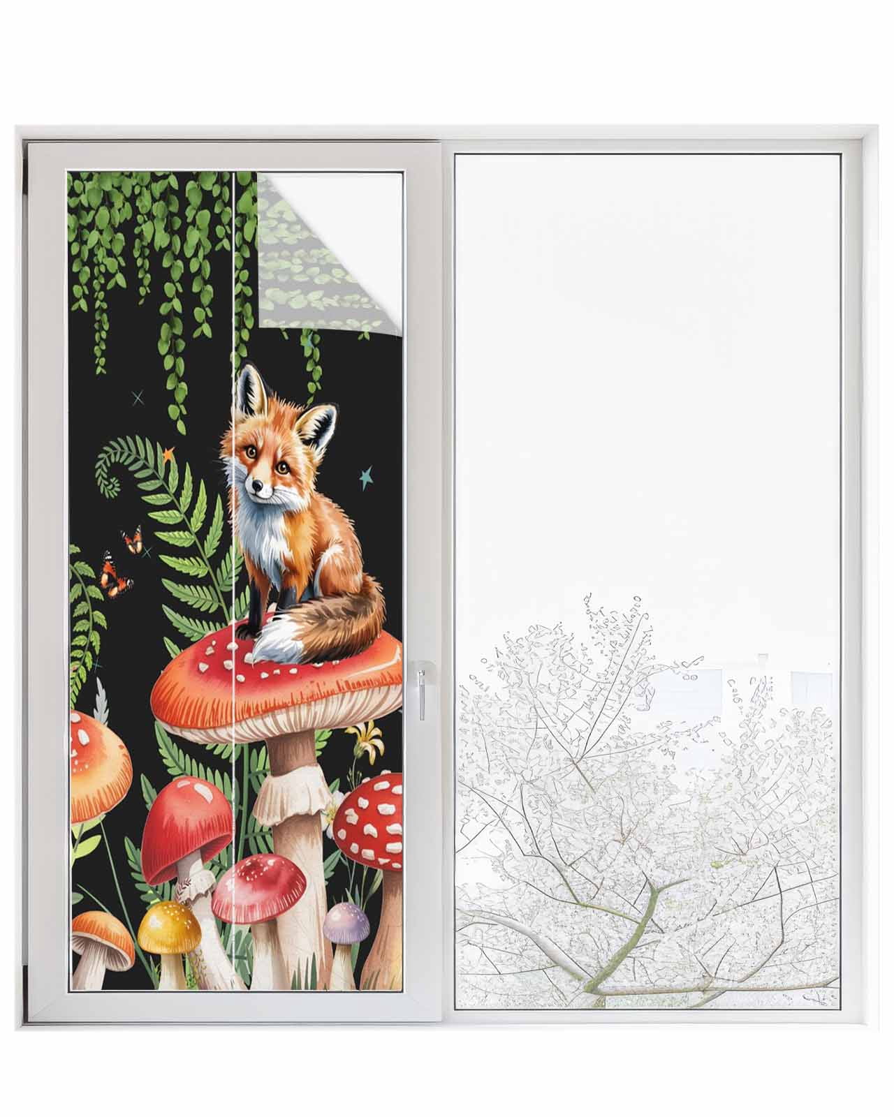 Window Privacy Film Mushroom Stained Glass Window Film Decorative Sun ...