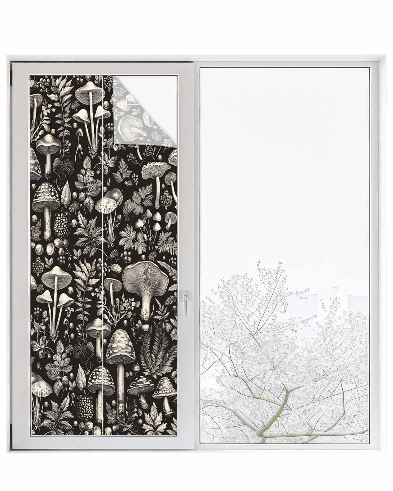 Window Privacy Film Mushroom Stained Glass Window Film Decorative Sun ...
