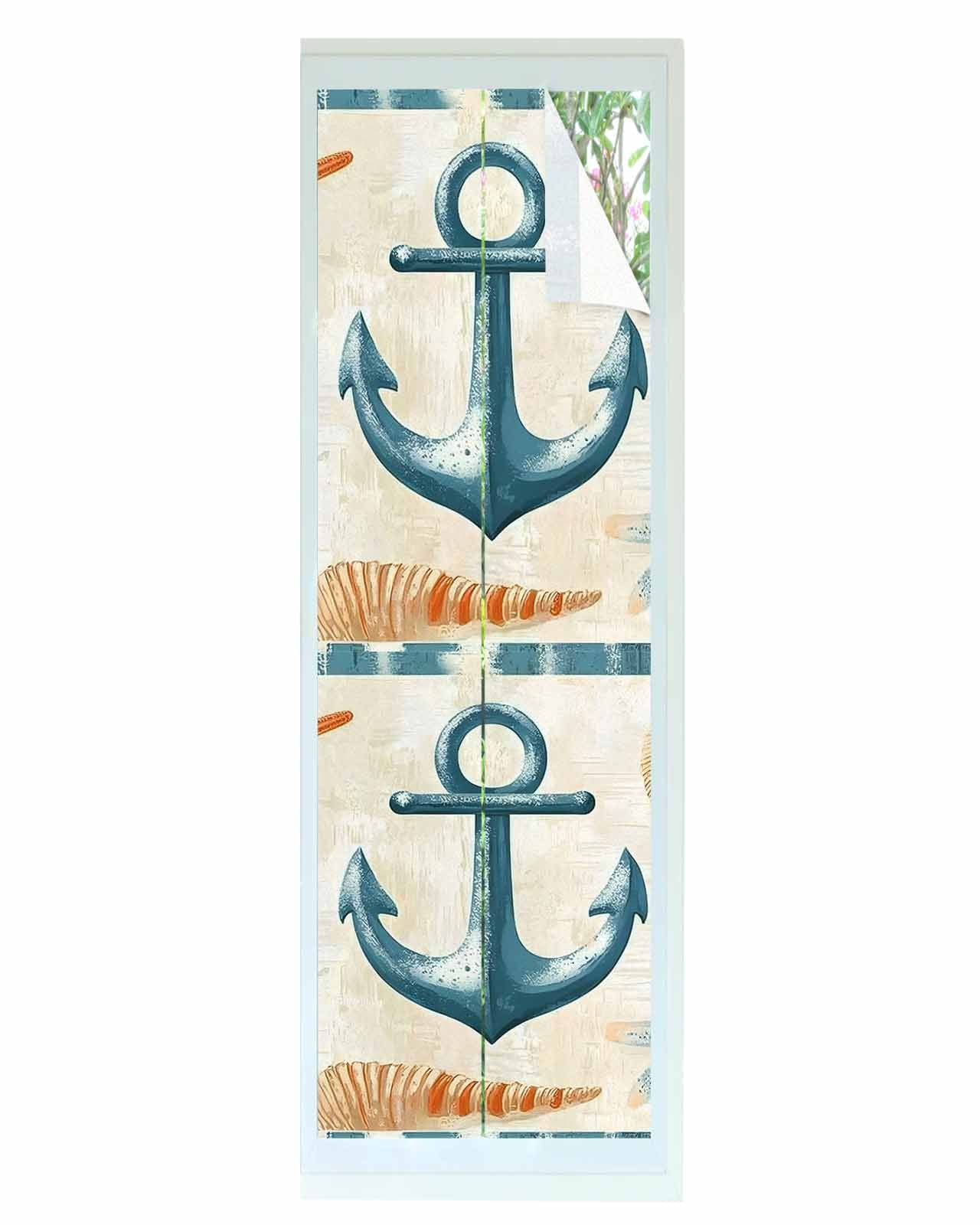 Window Privacy Film Nautical Anchor Stained Glass Window Film ...
