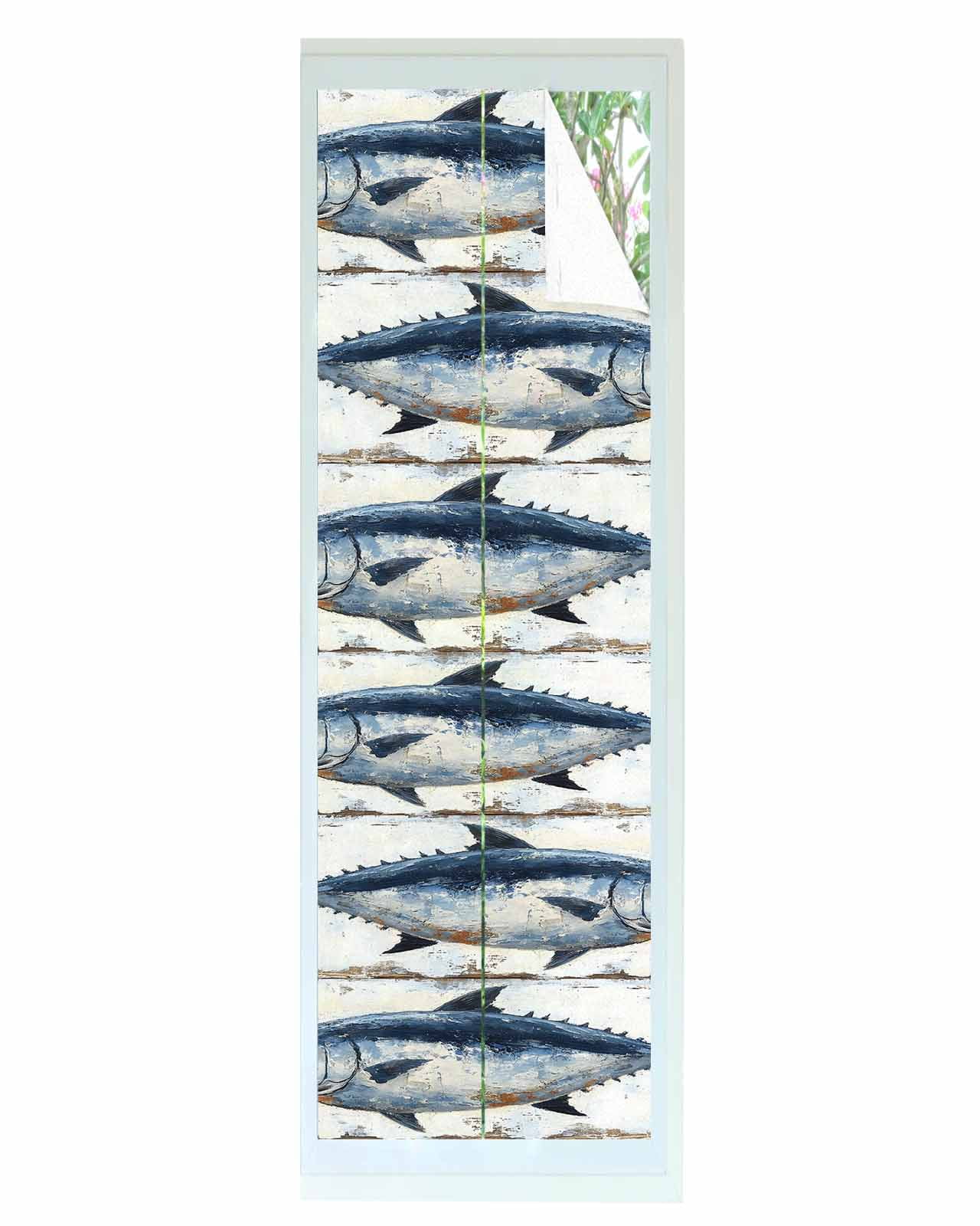 Window Privacy Film Nautical Coastal Fish Stained Glass Window Film ...