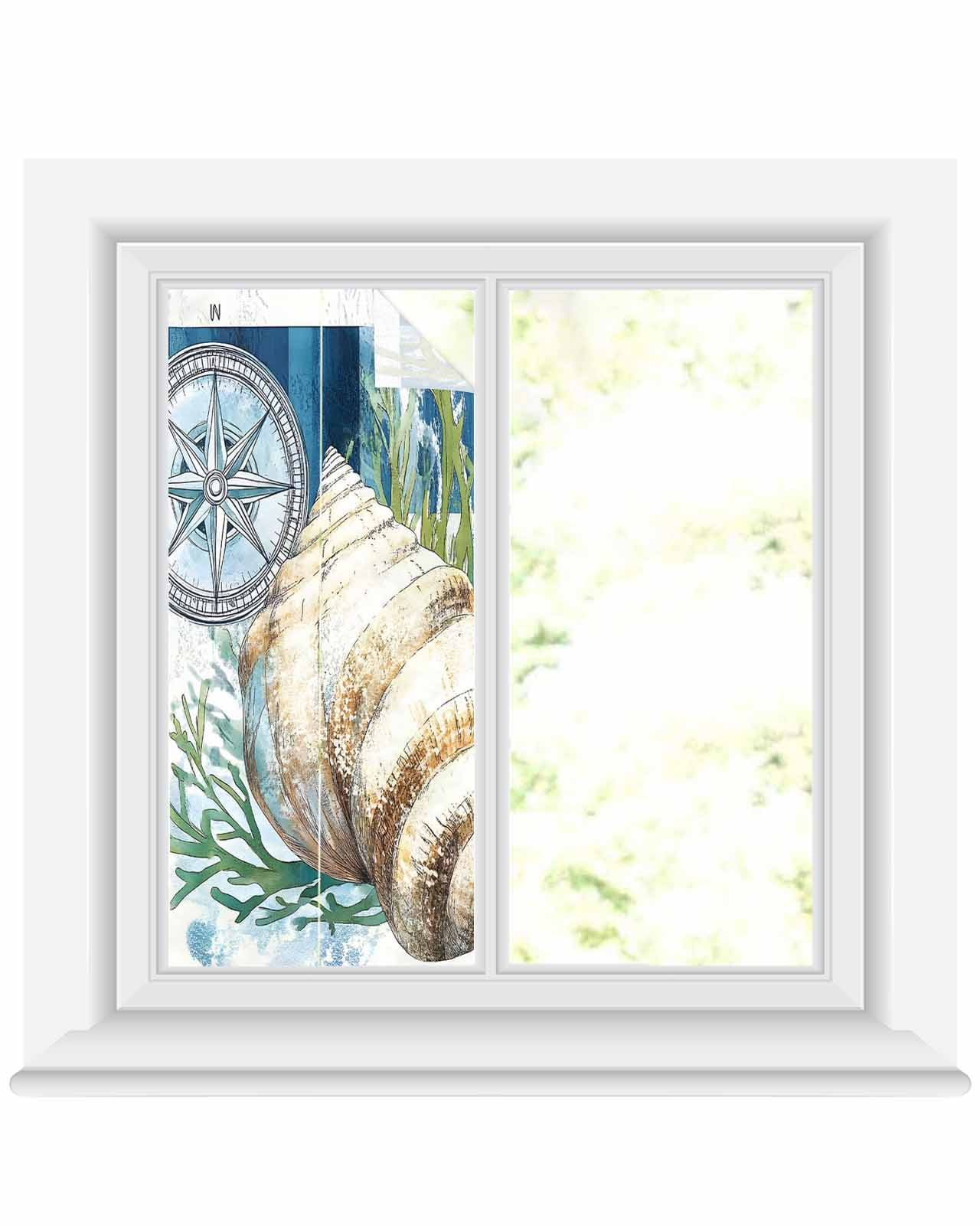 Window Privacy Film Nautical Compass Stained Glass Window Film ...