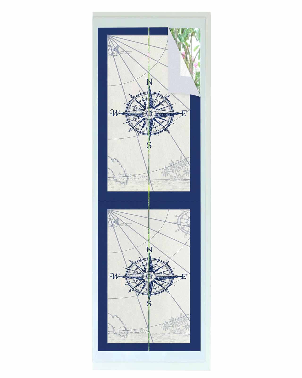 Window Privacy Film Nautical Compass Stained Glass Window Film ...