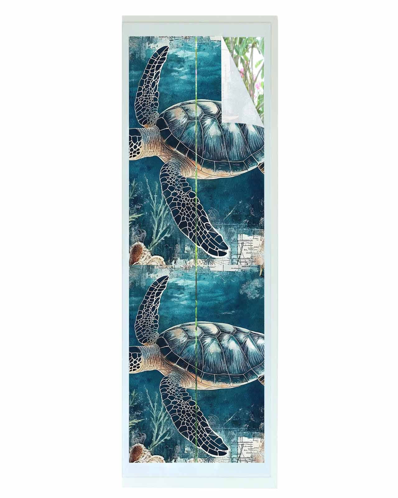 Window Privacy Film Nautical Sea Turtle Stained Glass Window Film ...
