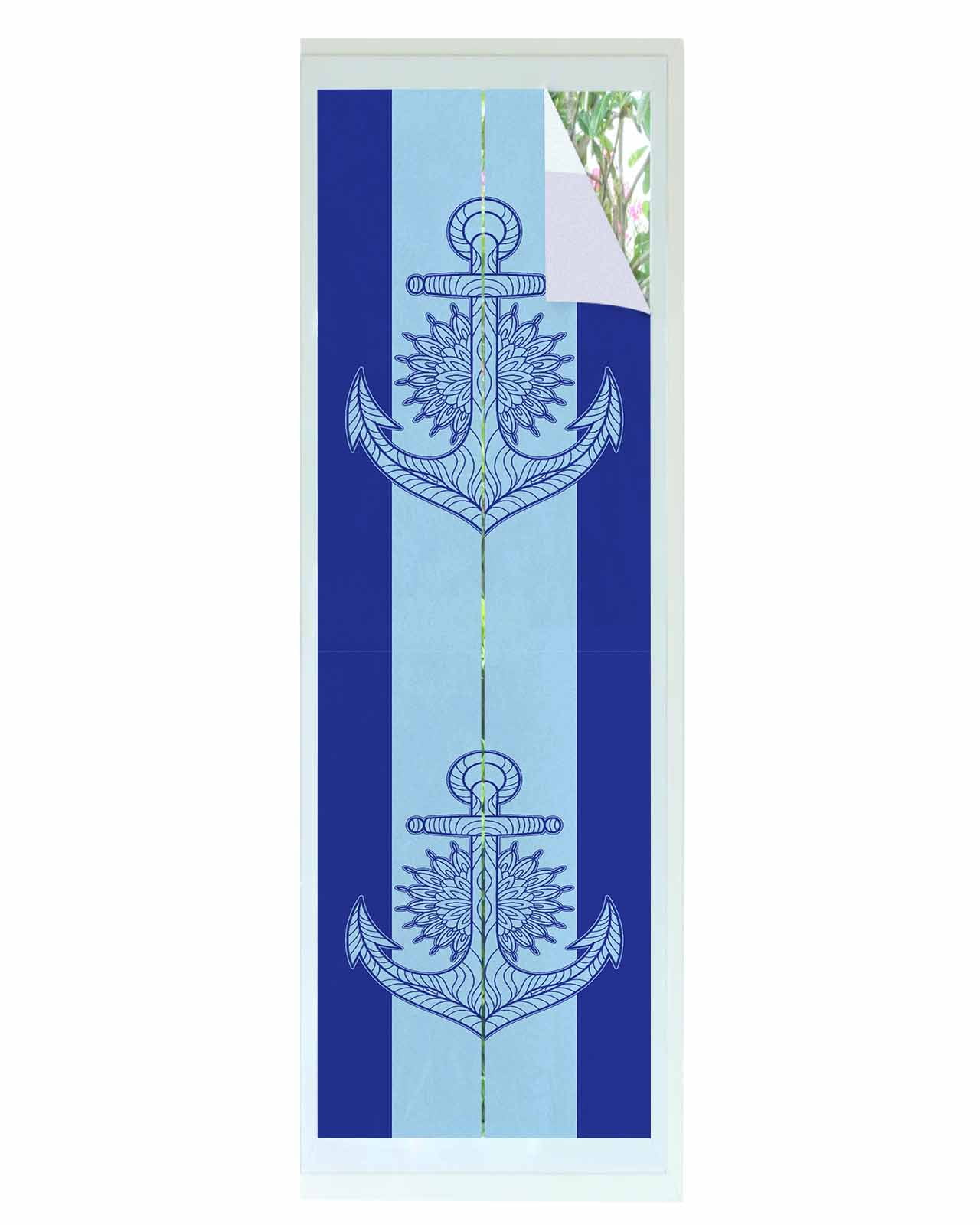 Window Privacy Film Navy Blue Anchor Stained Glass Window Film ...