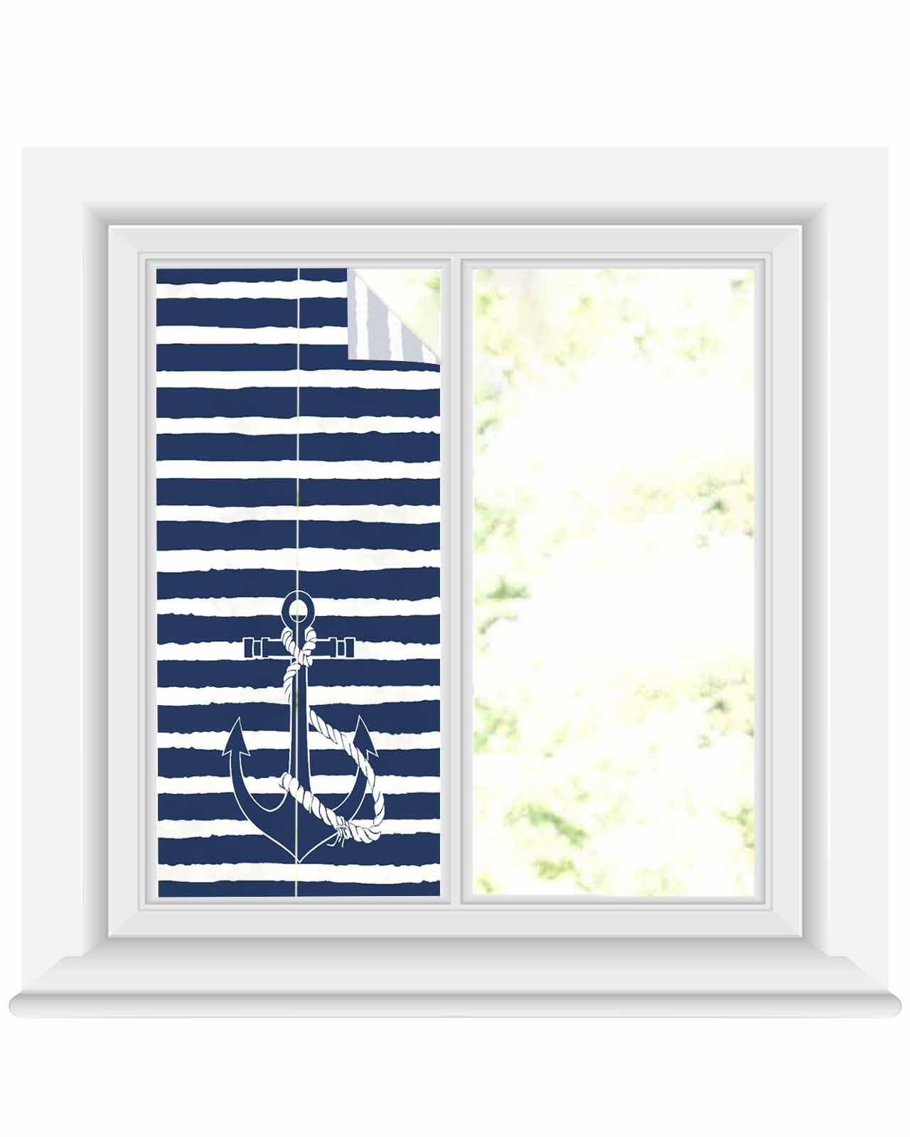 Window Privacy Film Navy Blue Anchor Stained Glass Window Film ...