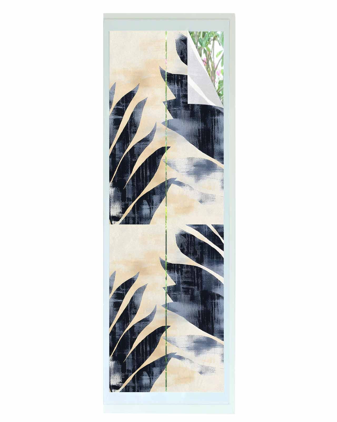 Window Privacy Film Navy Blue Botanical Stained Glass Window Film ...