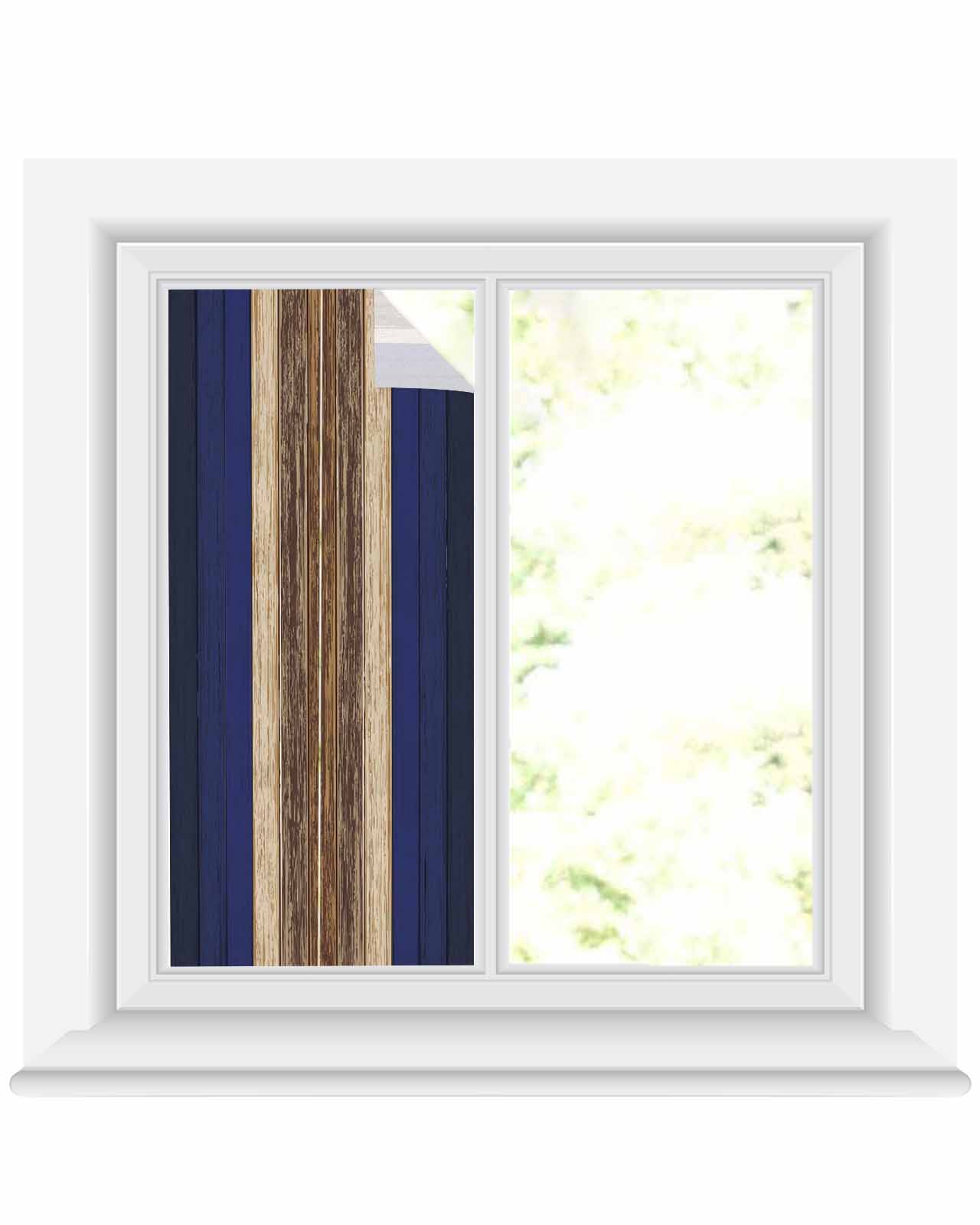 Window Privacy Film, Navy Blue Brown Stripes UV Sun Blocking Window ...