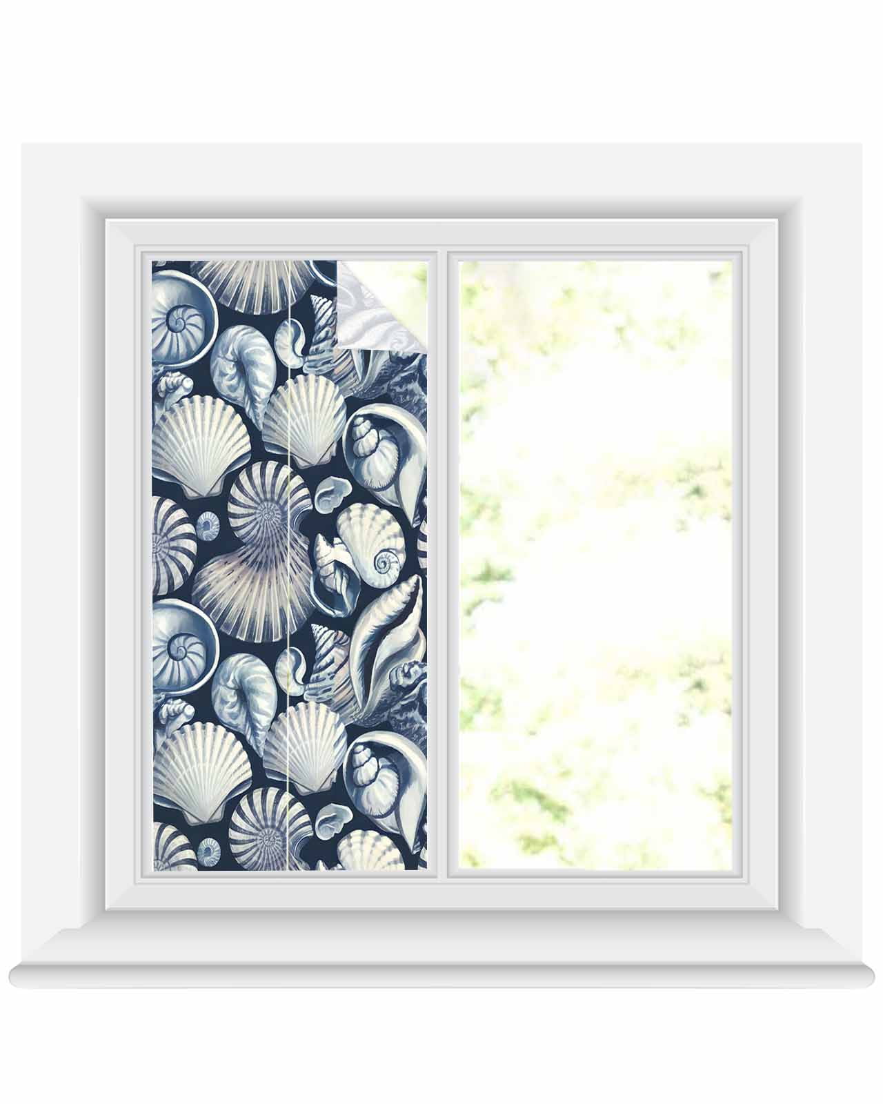Window Privacy Film Navy Blue Coastal Stained Glass Window Film ...