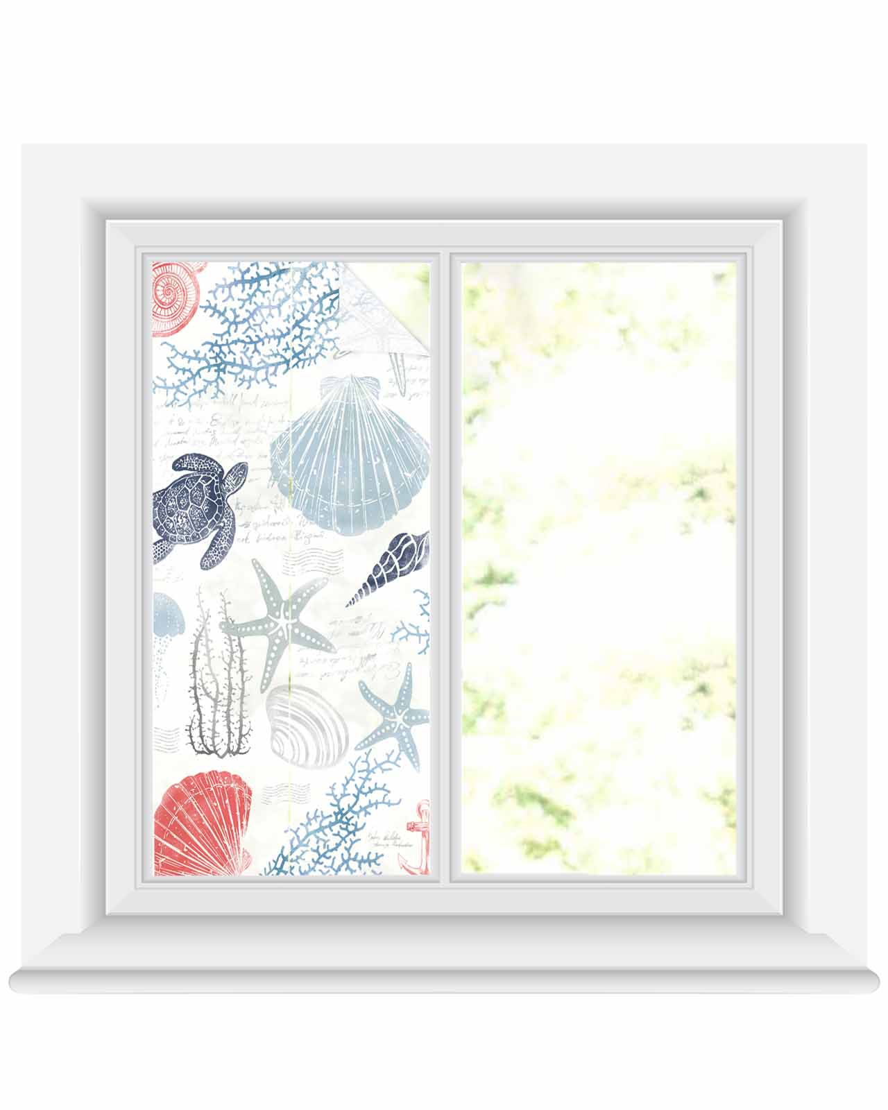 Window Privacy Film, Navy Blue Coral Red Sun Blocking Window Tint Film ...