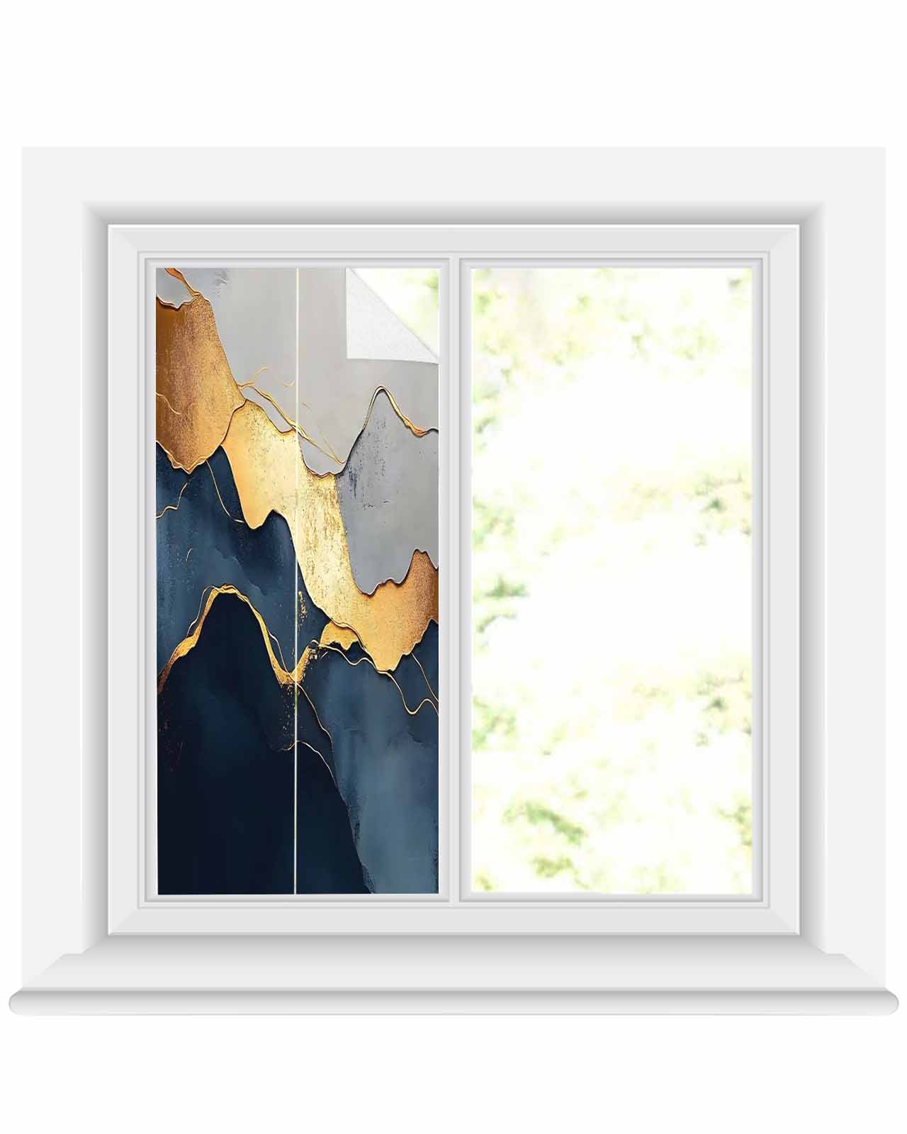 Window Privacy Film Navy Blue Geometric Stained Glass Window Film ...