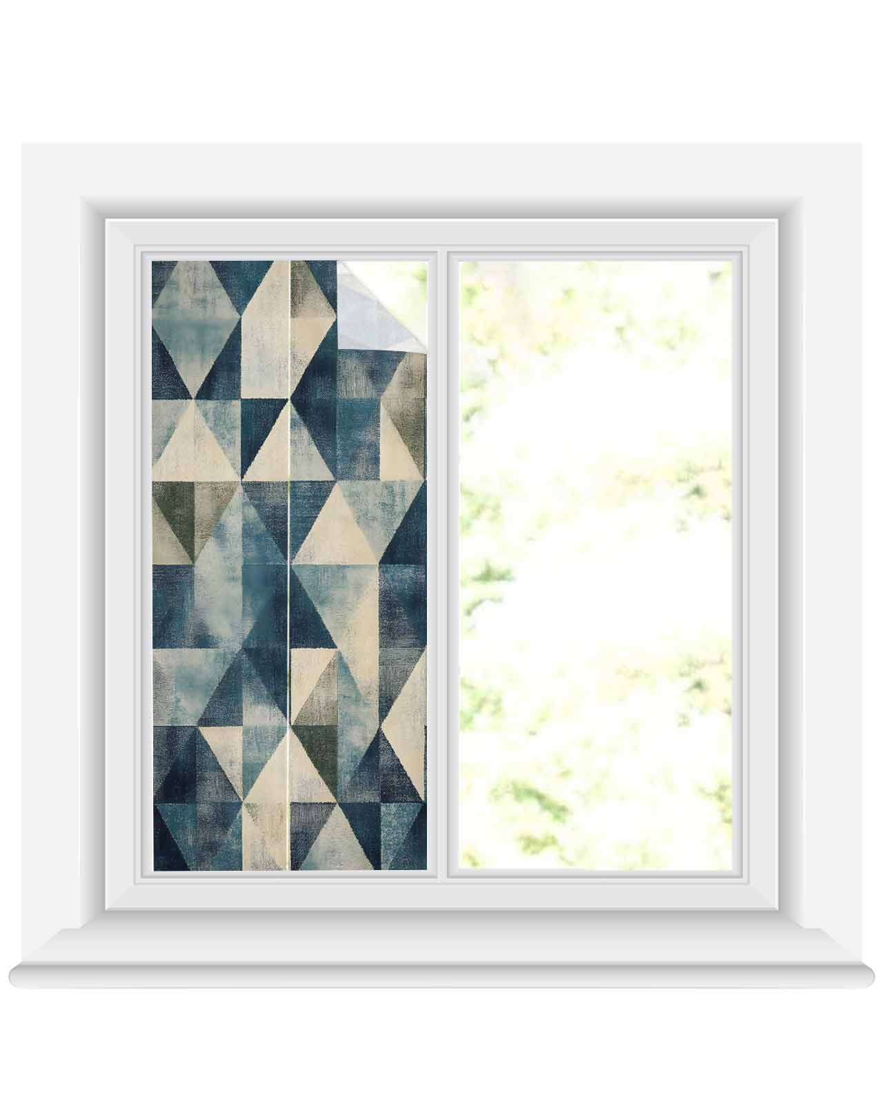 Window Privacy Film Navy Blue Geometric Stained Glass Window Film ...
