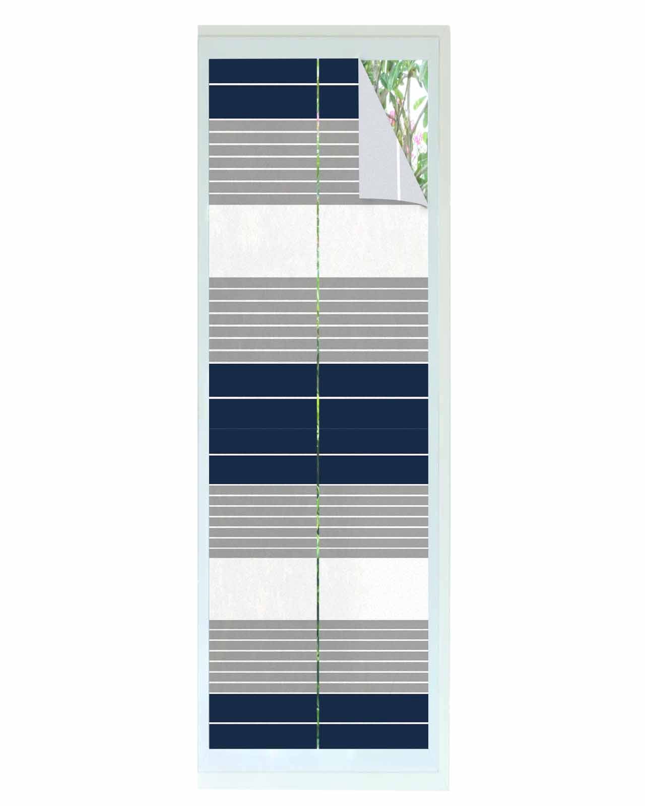 Window Privacy Film Navy Blue Grey Stripe Stained Glass Window Film ...
