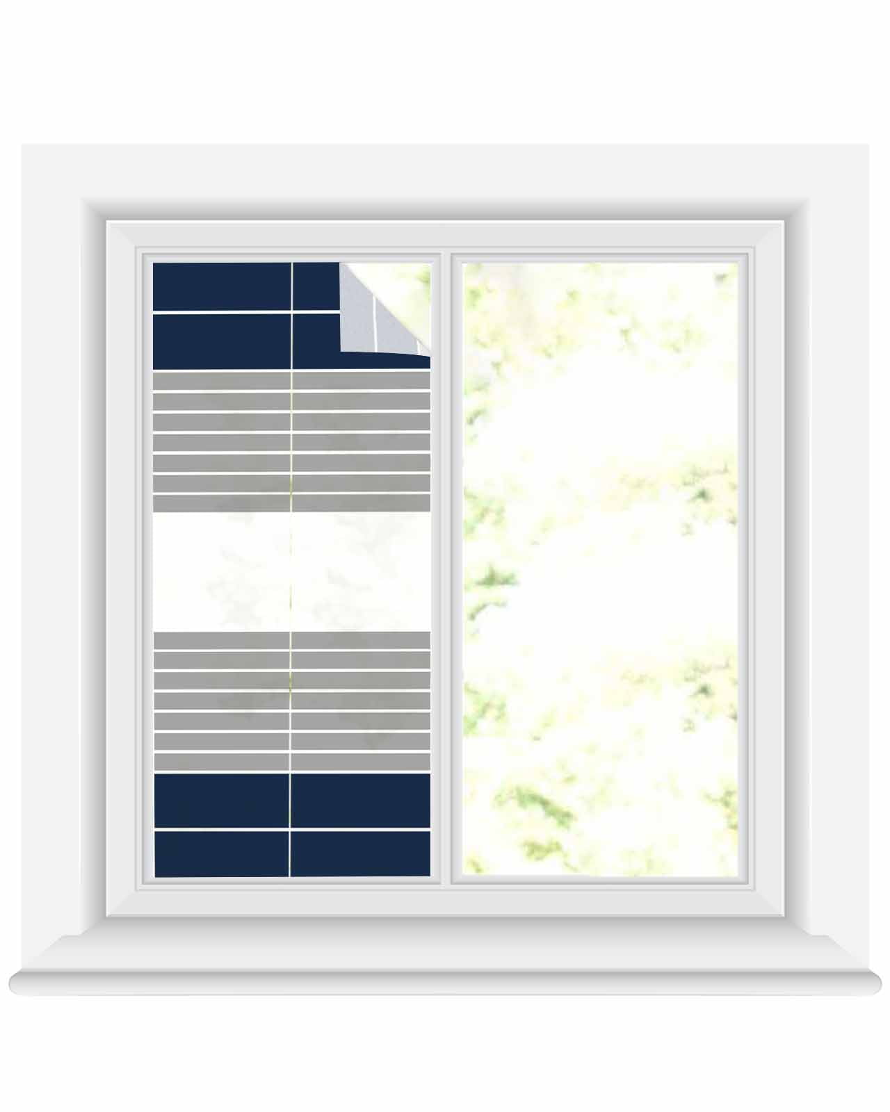 Window Privacy Film Navy Blue Grey Stripe Stained Glass Window Film ...