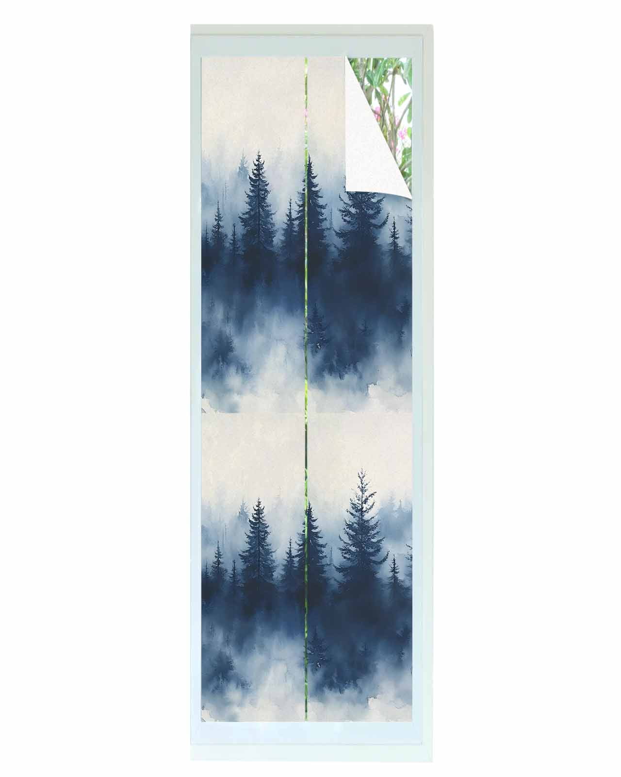 Window Privacy Film Navy Blue Ombre Forest Stained Glass Window Film ...