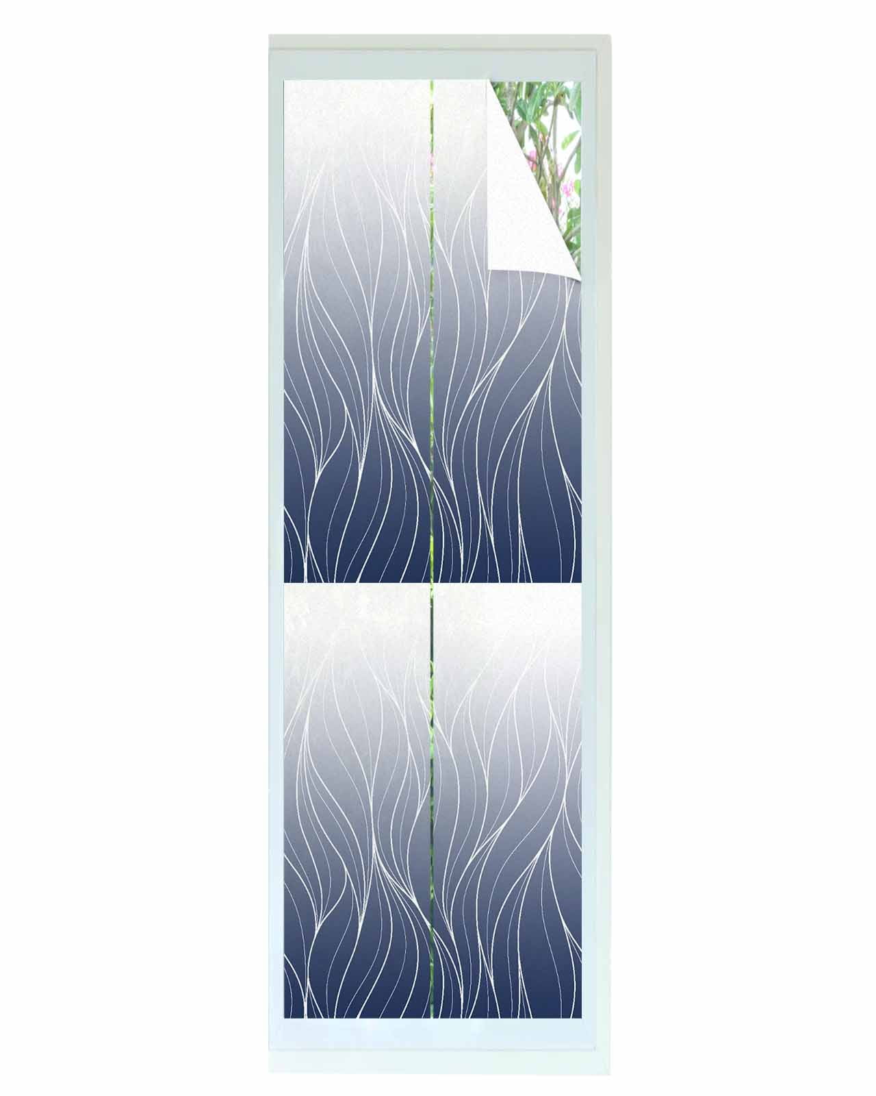 Window Privacy Film,Navy Blue Ombre Lines UV Sun Blocking Window Tint ...
