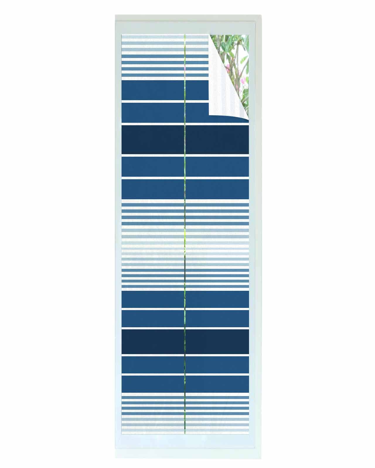 Window Privacy Film Navy Blue Ombre Stripe Stained Glass Window Film ...