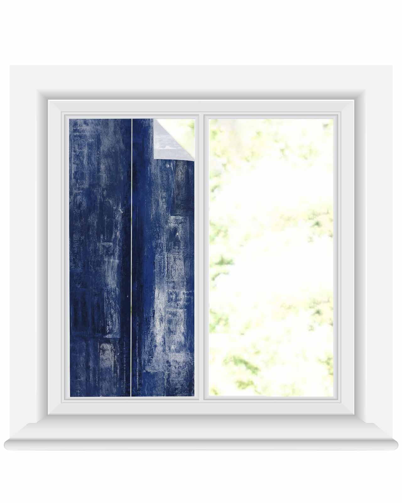 Window Privacy Film Navy Blue Stained Glass Window Film Decorative Sun ...