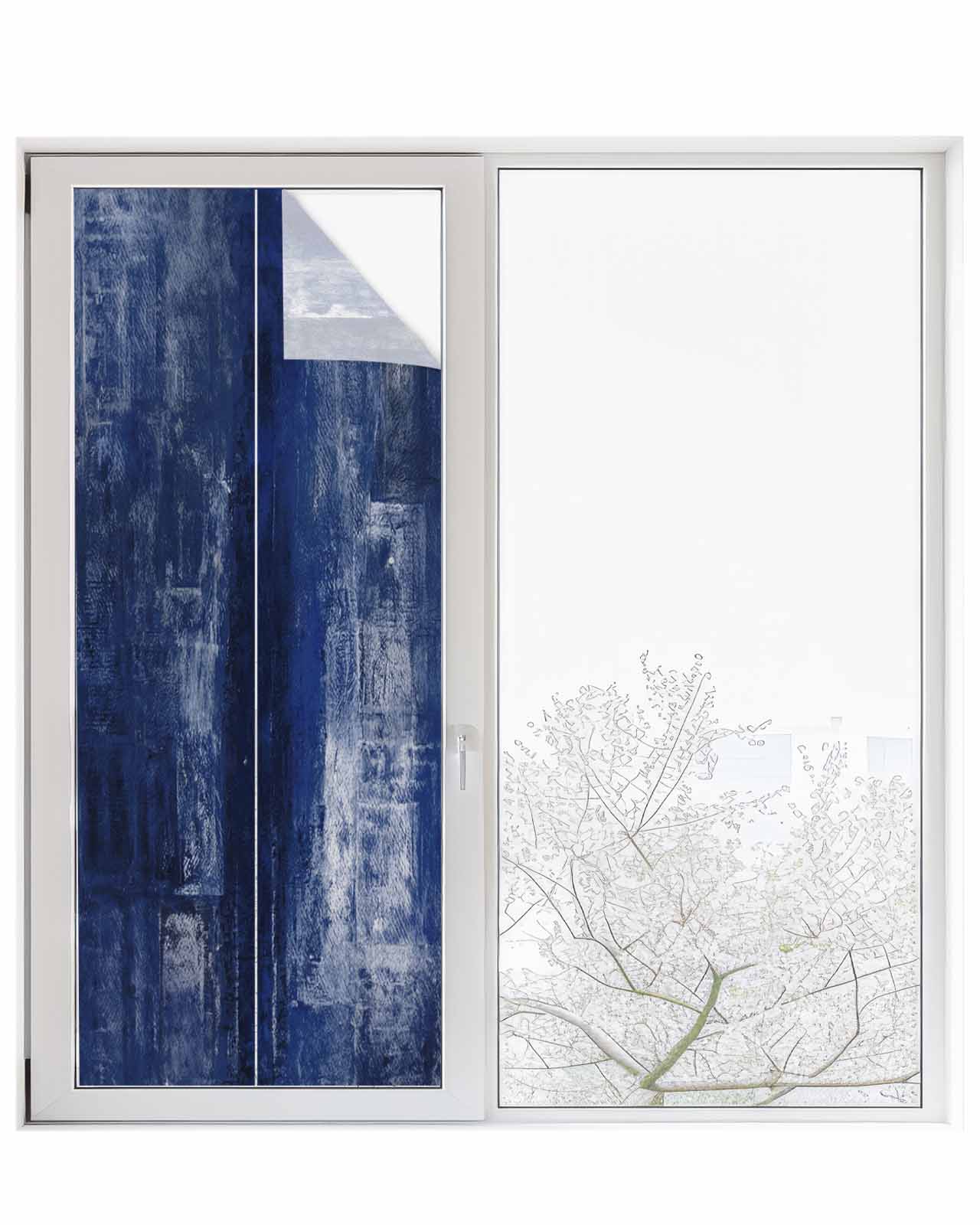 Window Privacy Film Navy Blue Stained Glass Window Film Decorative Sun ...