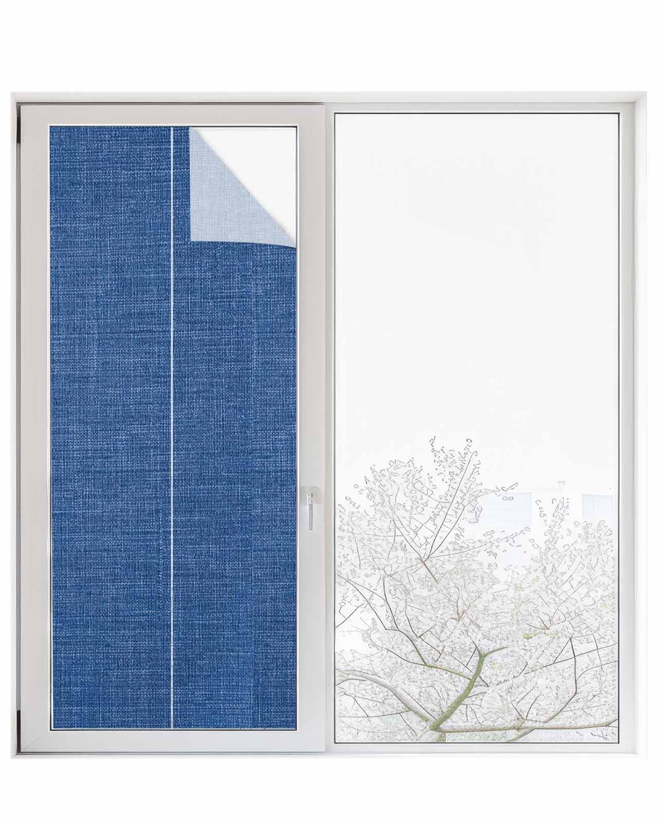Window Privacy Film Navy Blue Stained Glass Window Film Decorative Sun ...