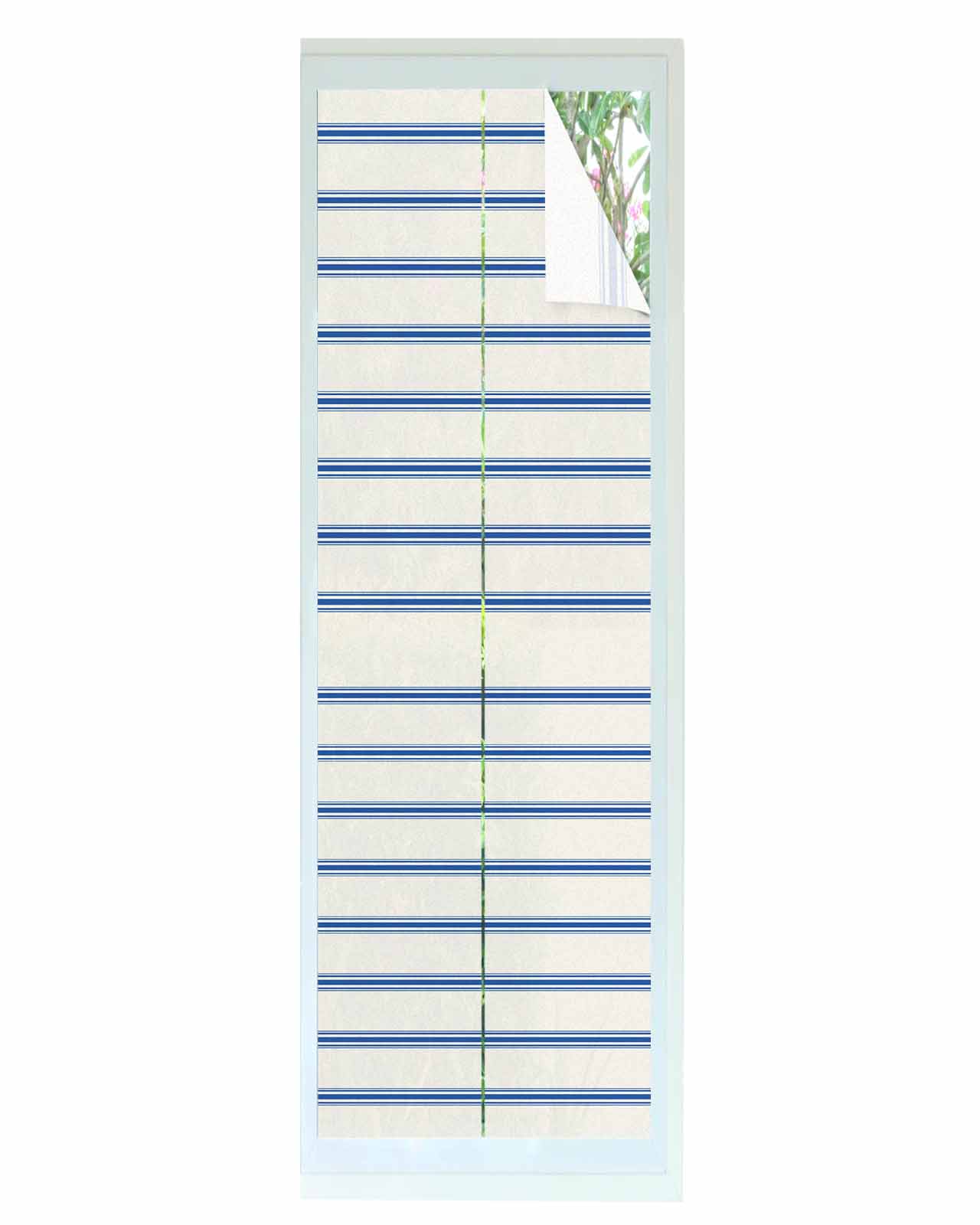 Window Privacy Film Navy Blue Striped Stained Glass Window Film ...