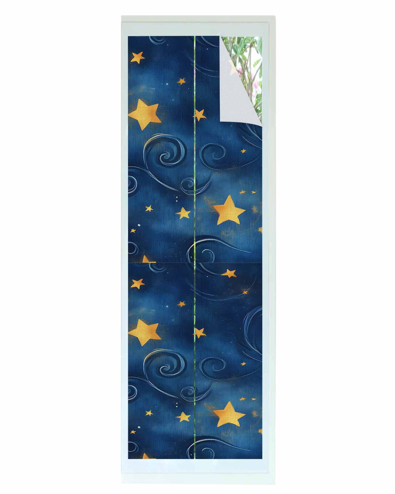 Window Privacy Film Navy Blue Yellow Star Stained Glass Window Film ...