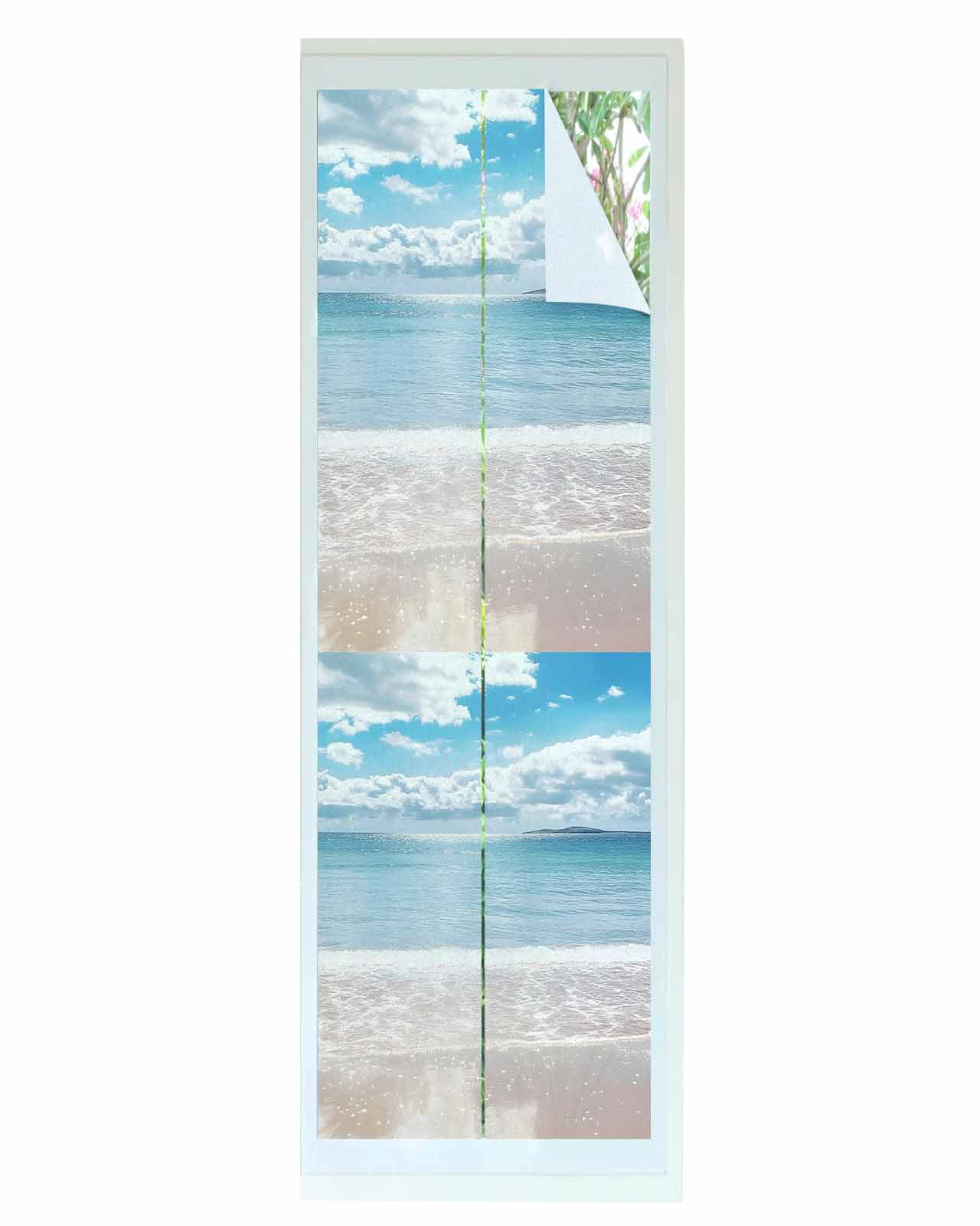 Window Privacy Film Ocean Beach Stained Glass Window Film Decorative ...