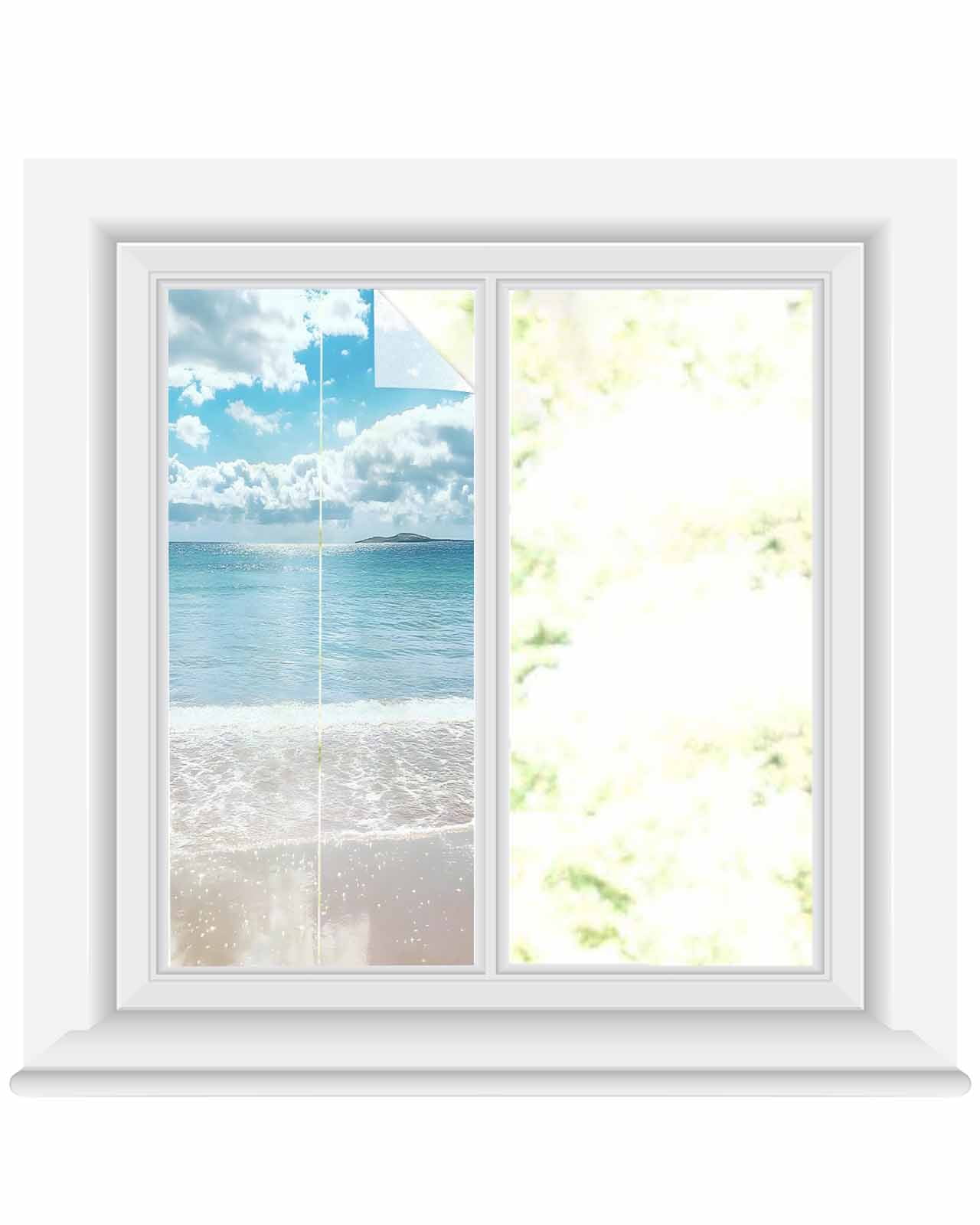 Window Privacy Film Ocean Beach Stained Glass Window Film Decorative ...