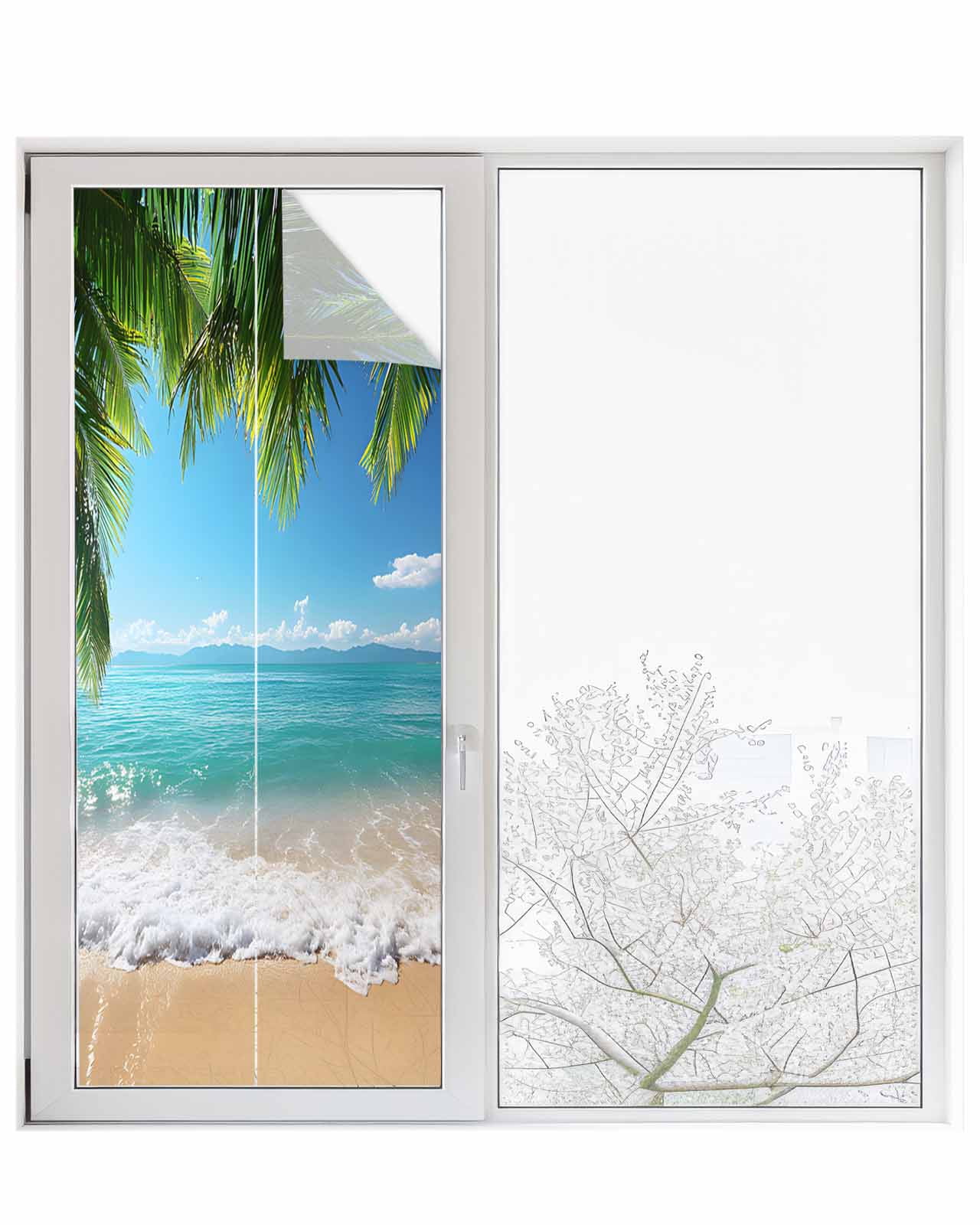 Window Privacy Film Ocean Beach Stained Glass Window Film Decorative ...