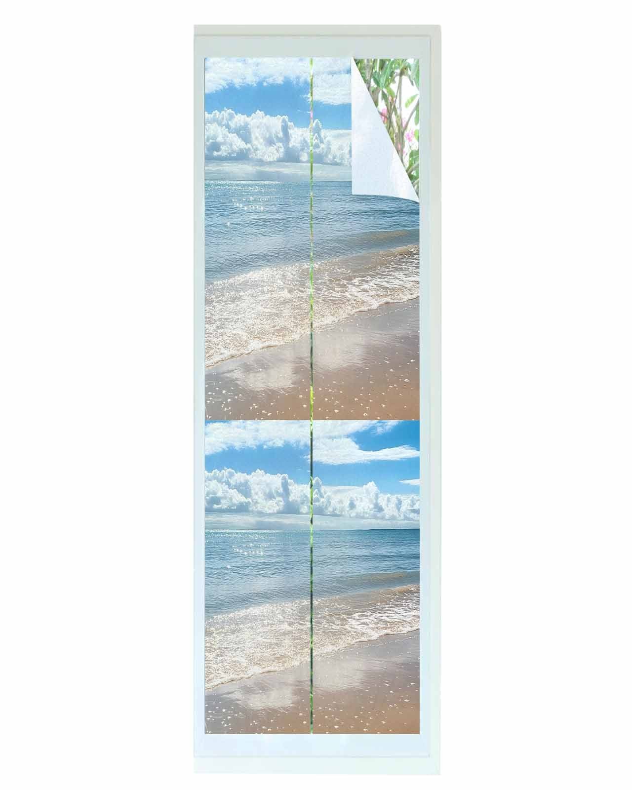 Window Privacy Film Ocean Beach Stained Glass Window Film Decorative ...
