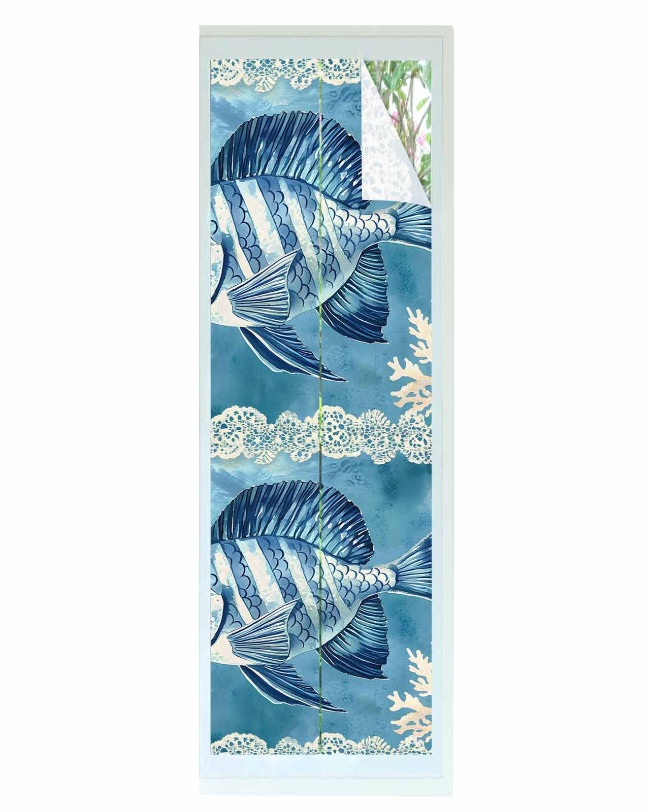 Window Privacy Film Ocean Blue Fish Stained Glass Window Film ...