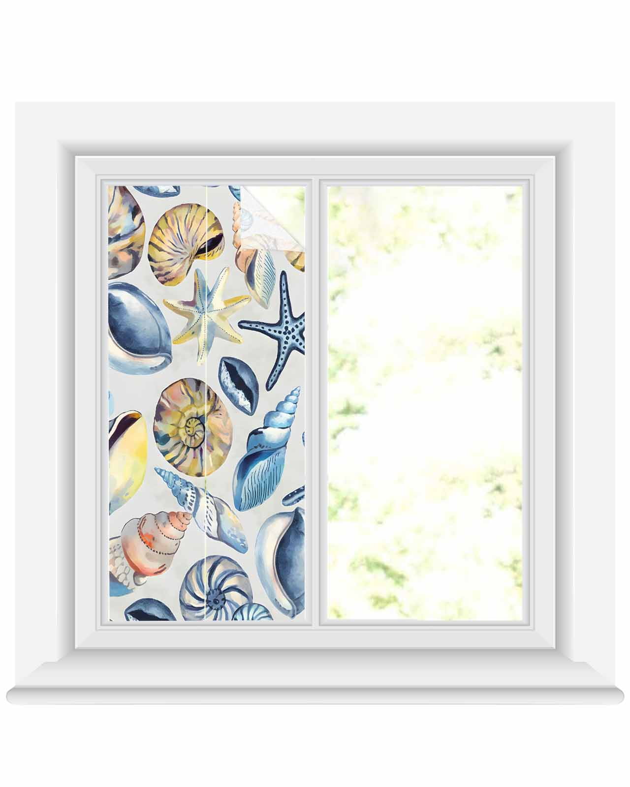 Window Privacy Film Ocean Coastal Stained Glass Window Film Decorative ...