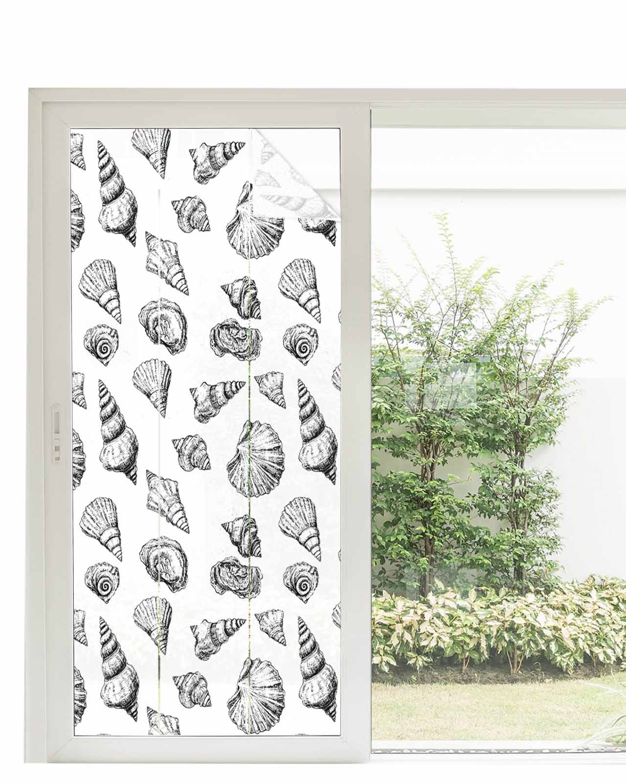 Window Privacy Film Ocean Conch Nautilus Stained Glass Window Film ...