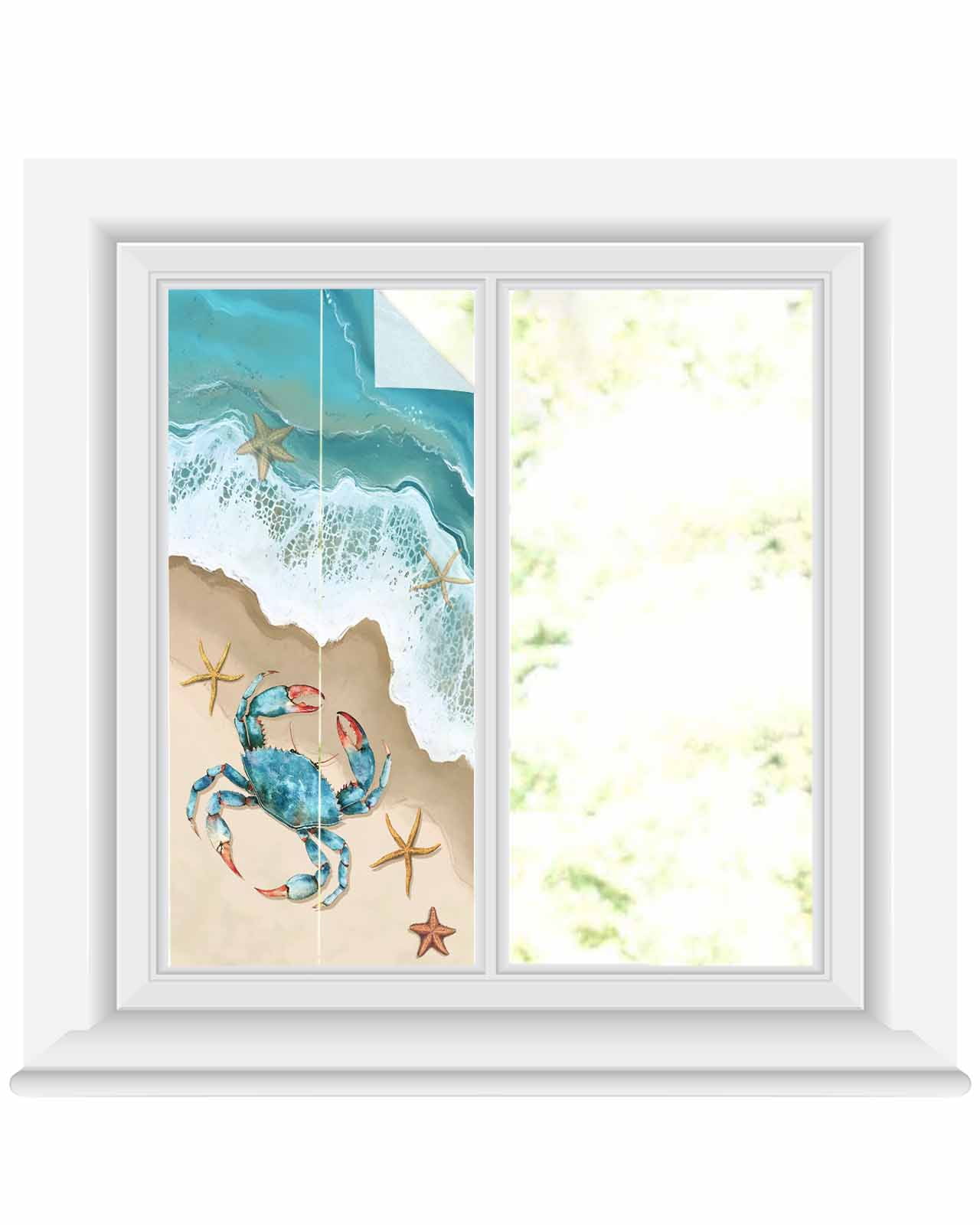 Window Privacy Film Ocean Crab Stained Glass Window Film Decorative Sun ...