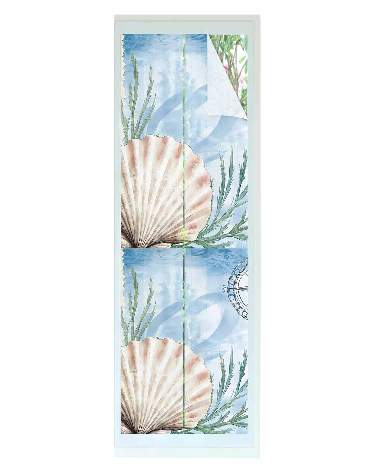 Window Privacy Film Ocean Nautical Stained Glass Window Film Decorative ...