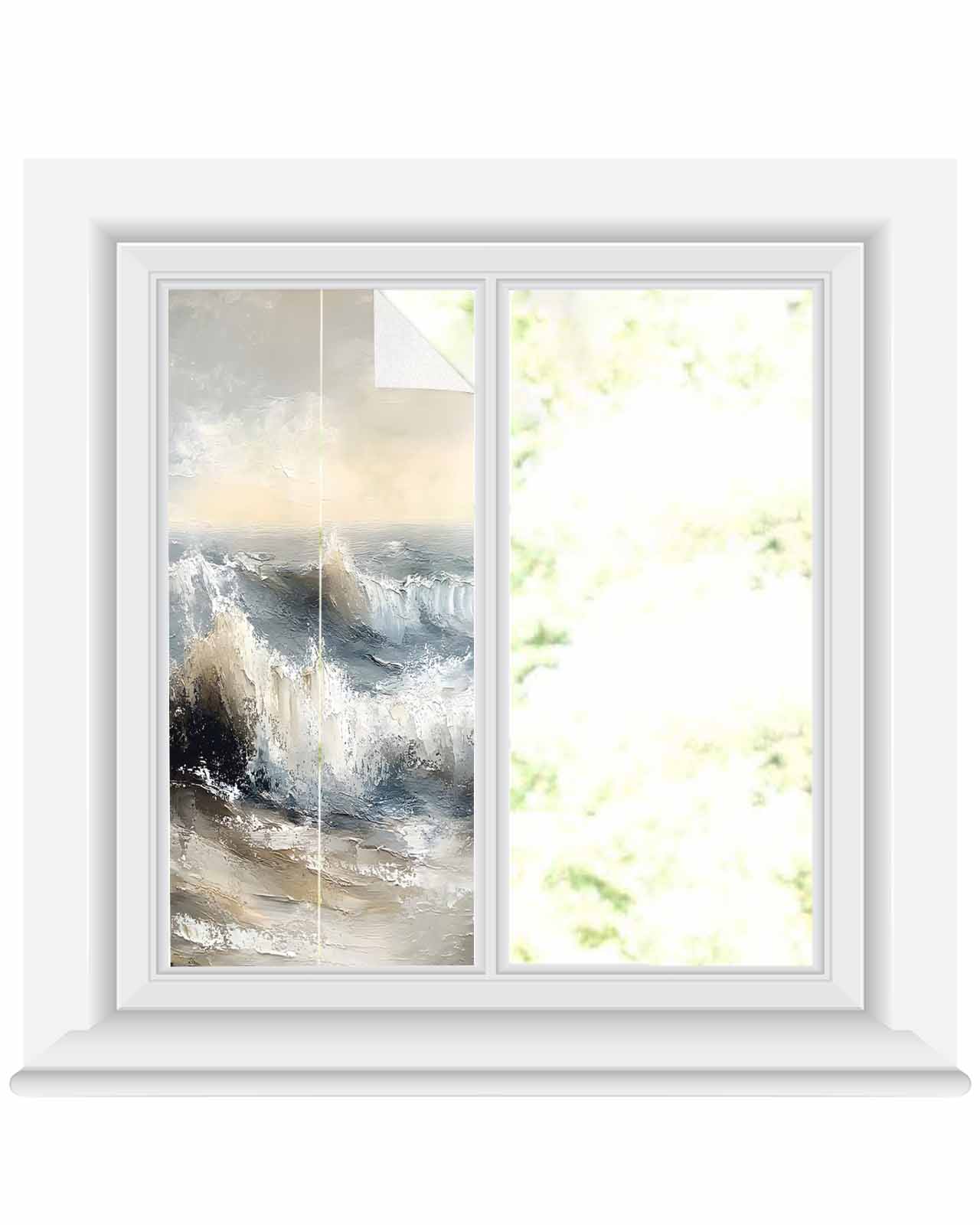 Window Privacy Film Ocean Oil Painting Stained Glass Window Film ...