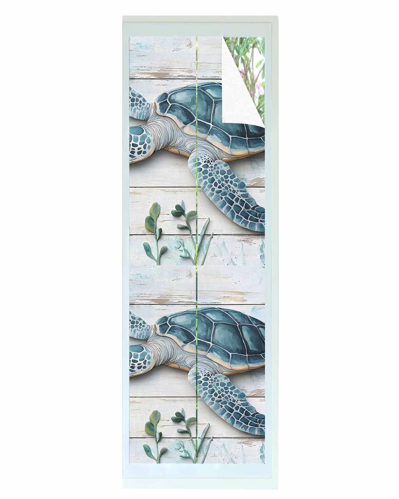 Window Privacy Film Ocean Sea Turtle Blue Stained Glass Window Film ...